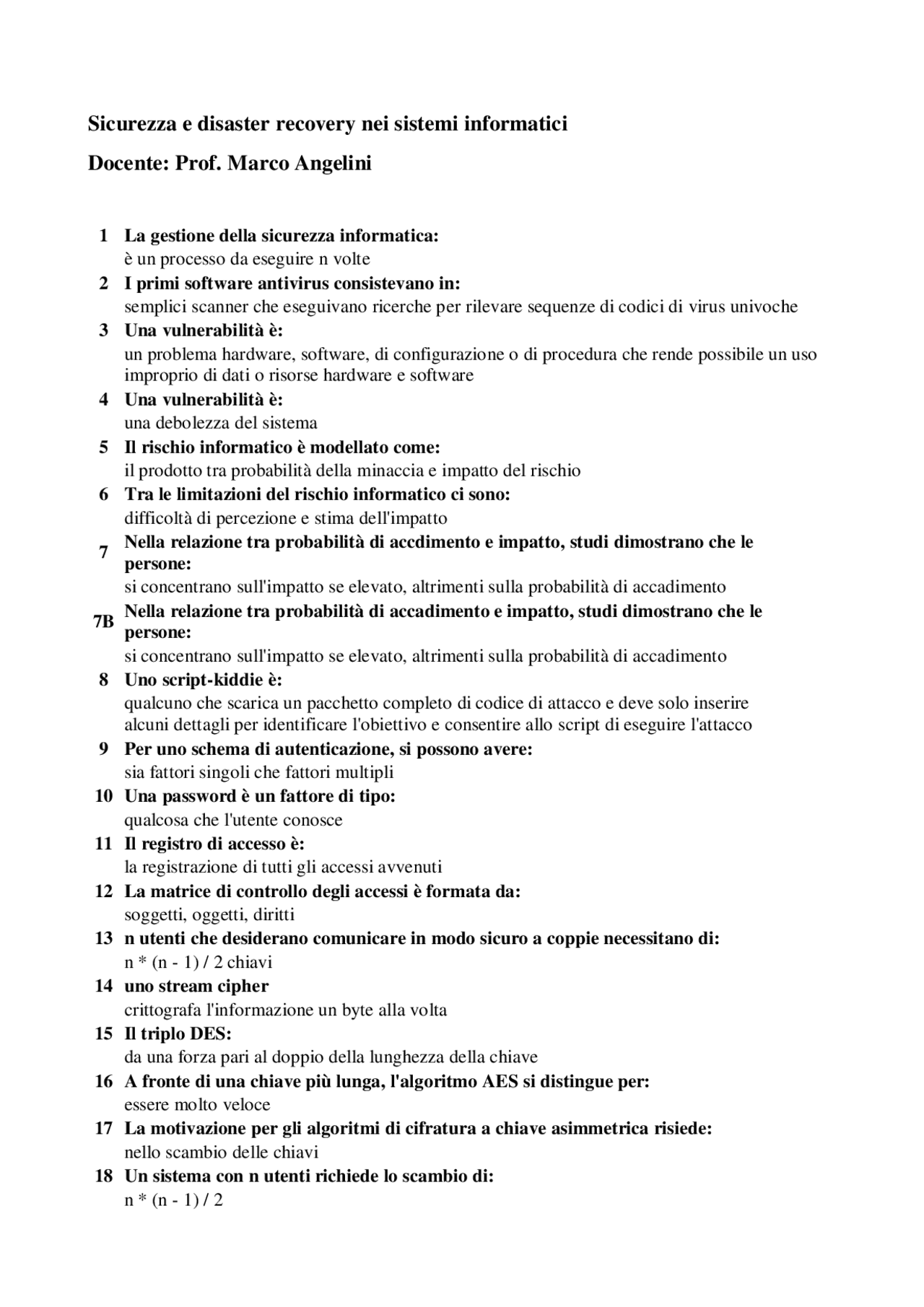 Sicurezza E Disaster Recovery Nei Sistemi Informatici Docsity