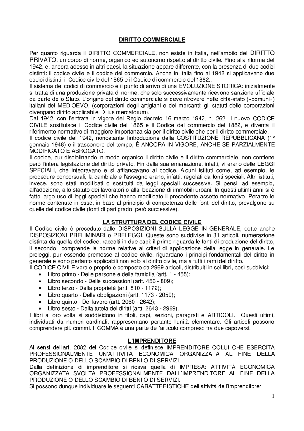 Appunti E Sbobinature Diritto Commerciale Docsity