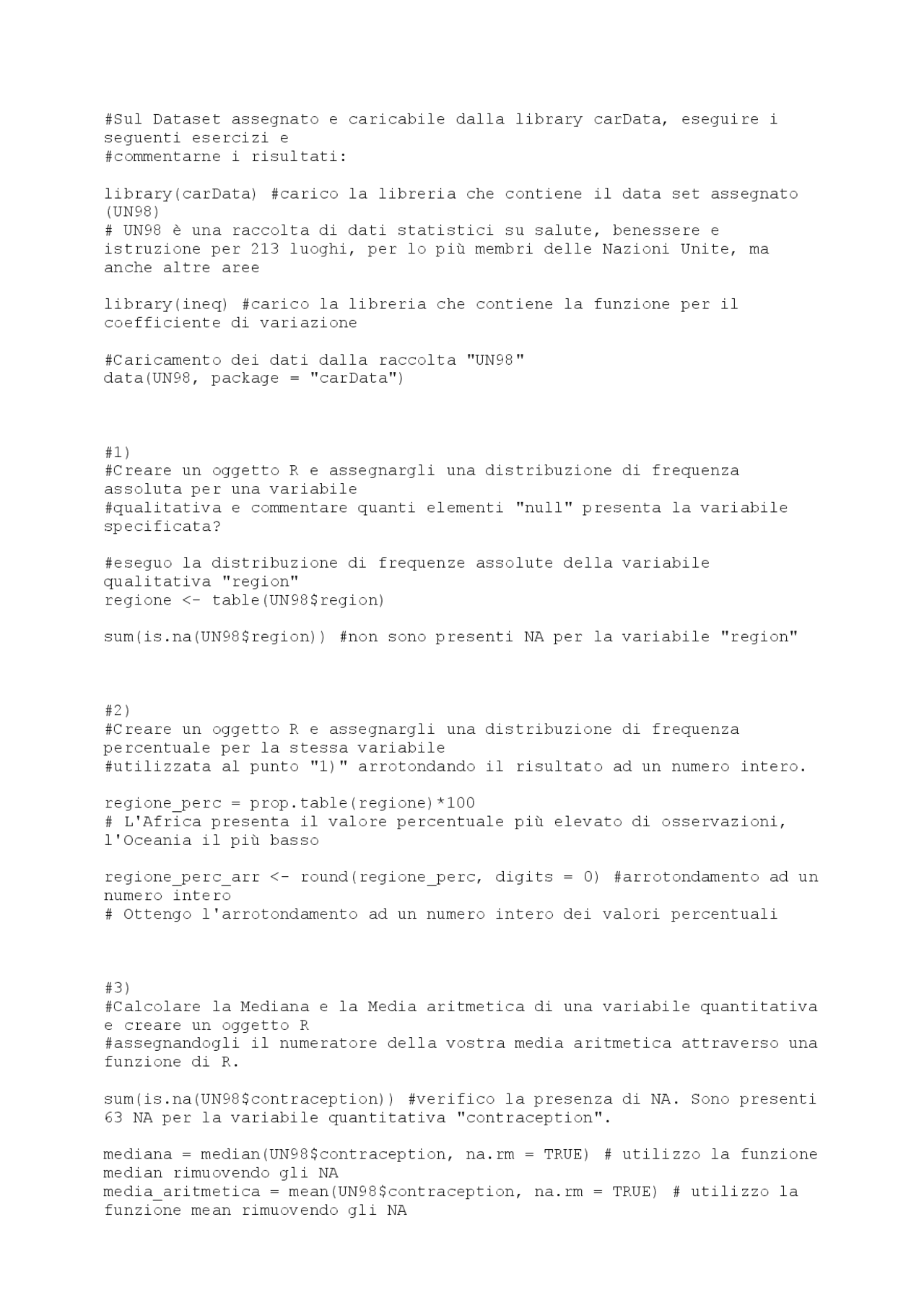 Laboratorio Di Matematica E Statistica Prova Desame Prove Desame