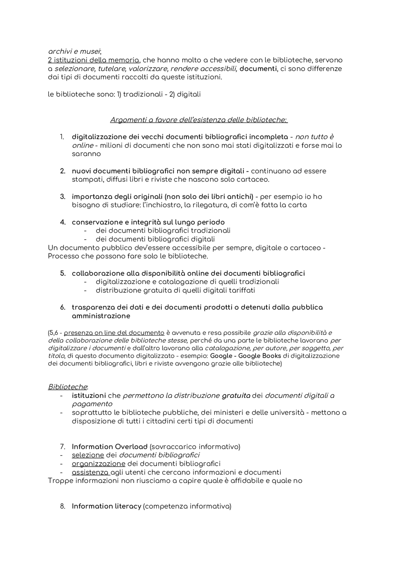 Riassunto Dei Concetti Base Di Bibliografia Docsity