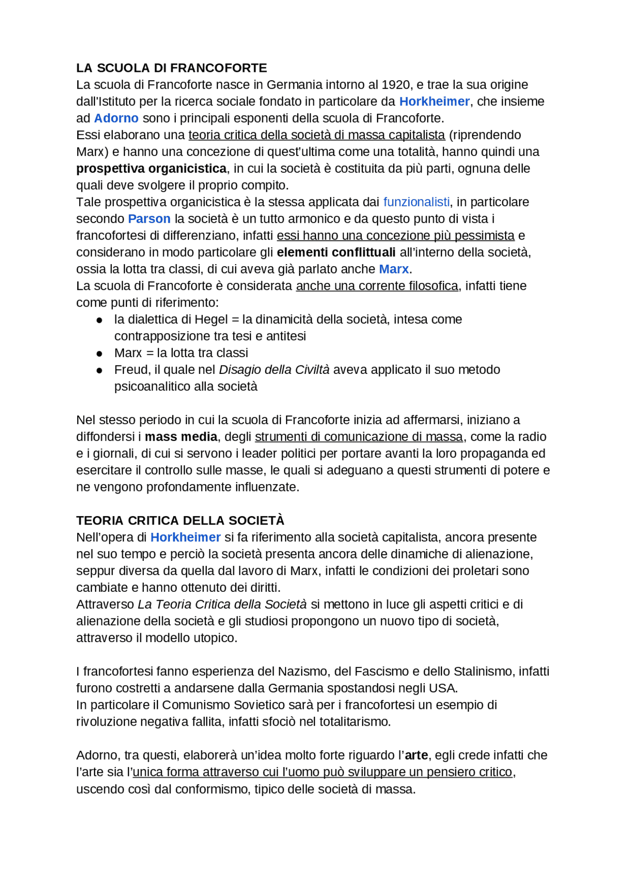 La Scuola Di Francoforte Docsity