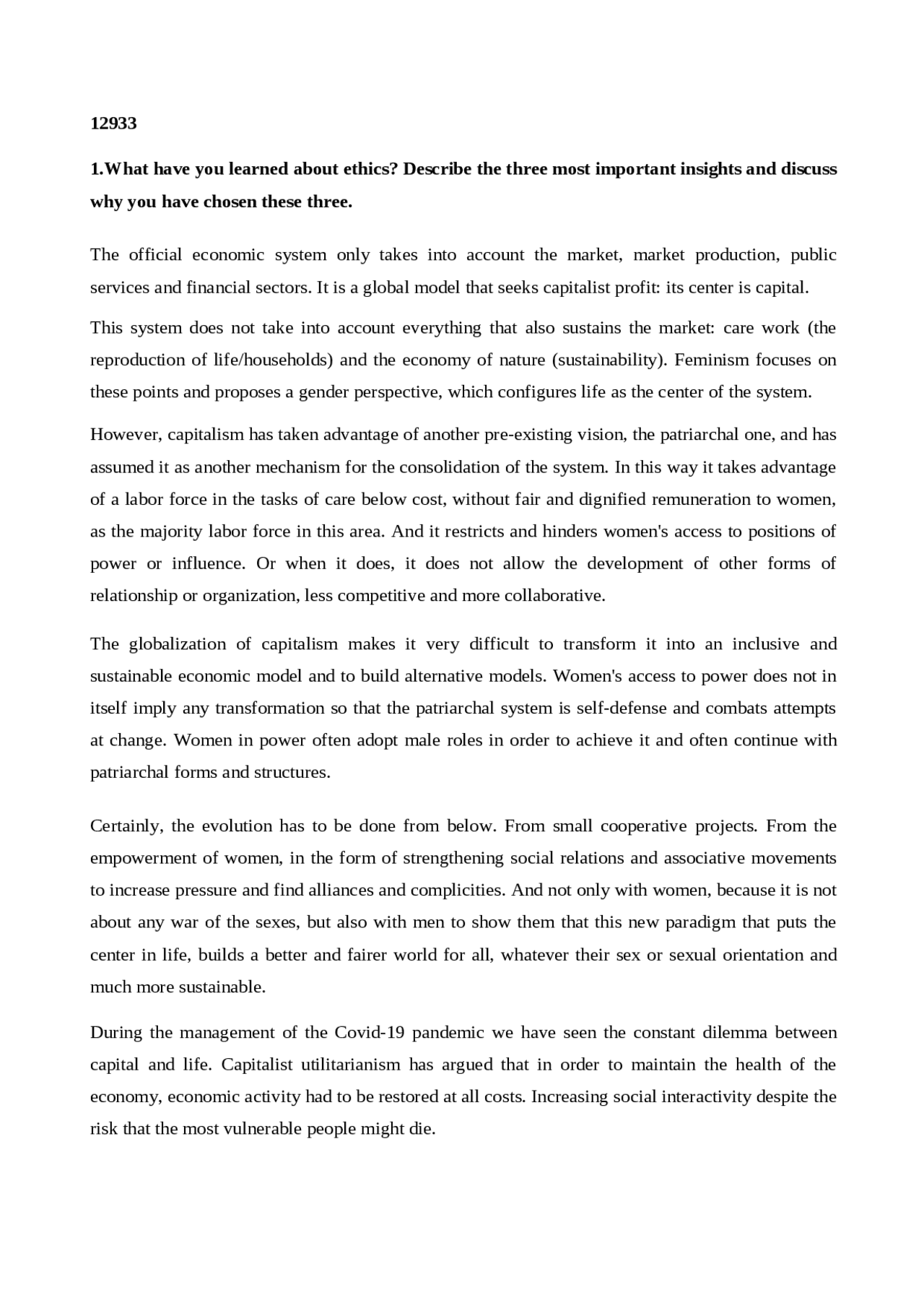 Reflection paper ethics - Docsity