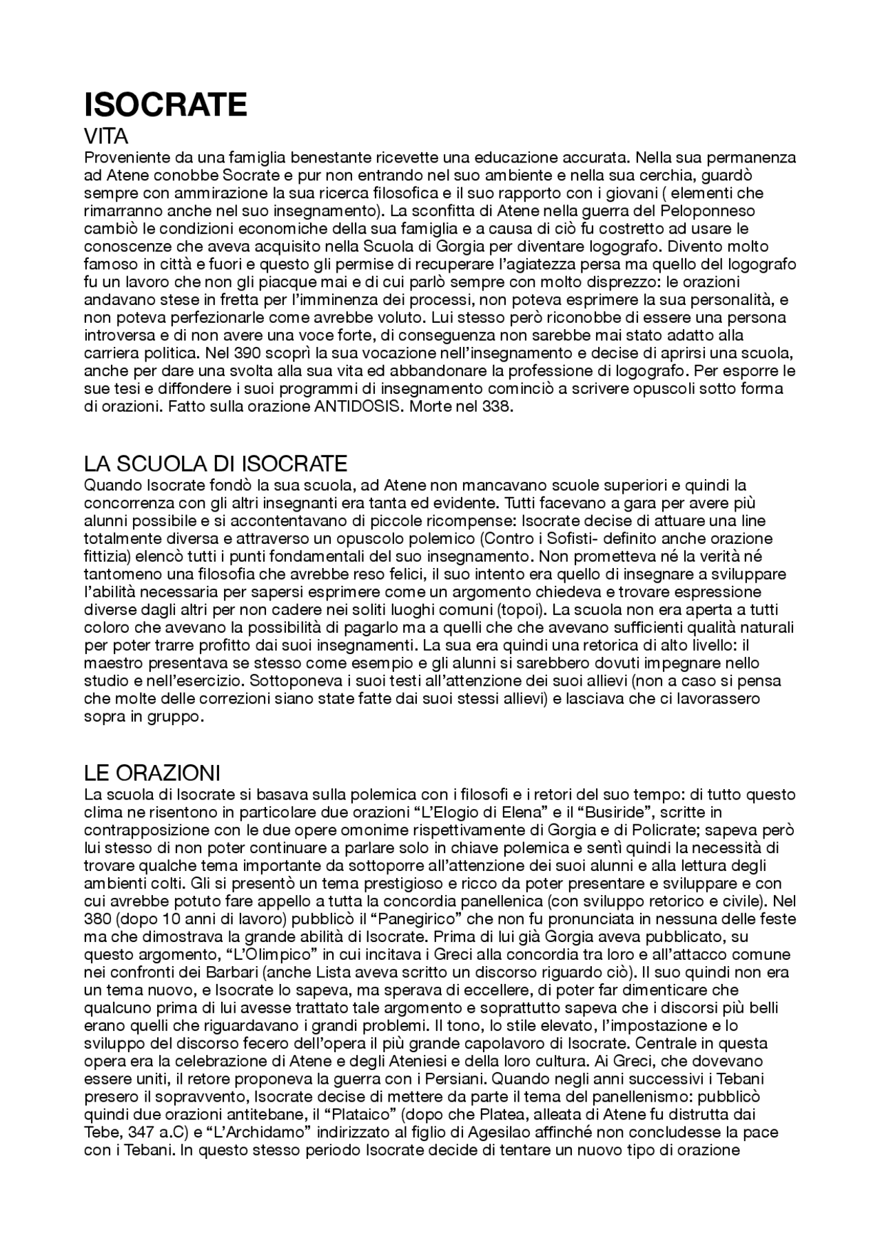 Isocrate E Loratoria Docsity