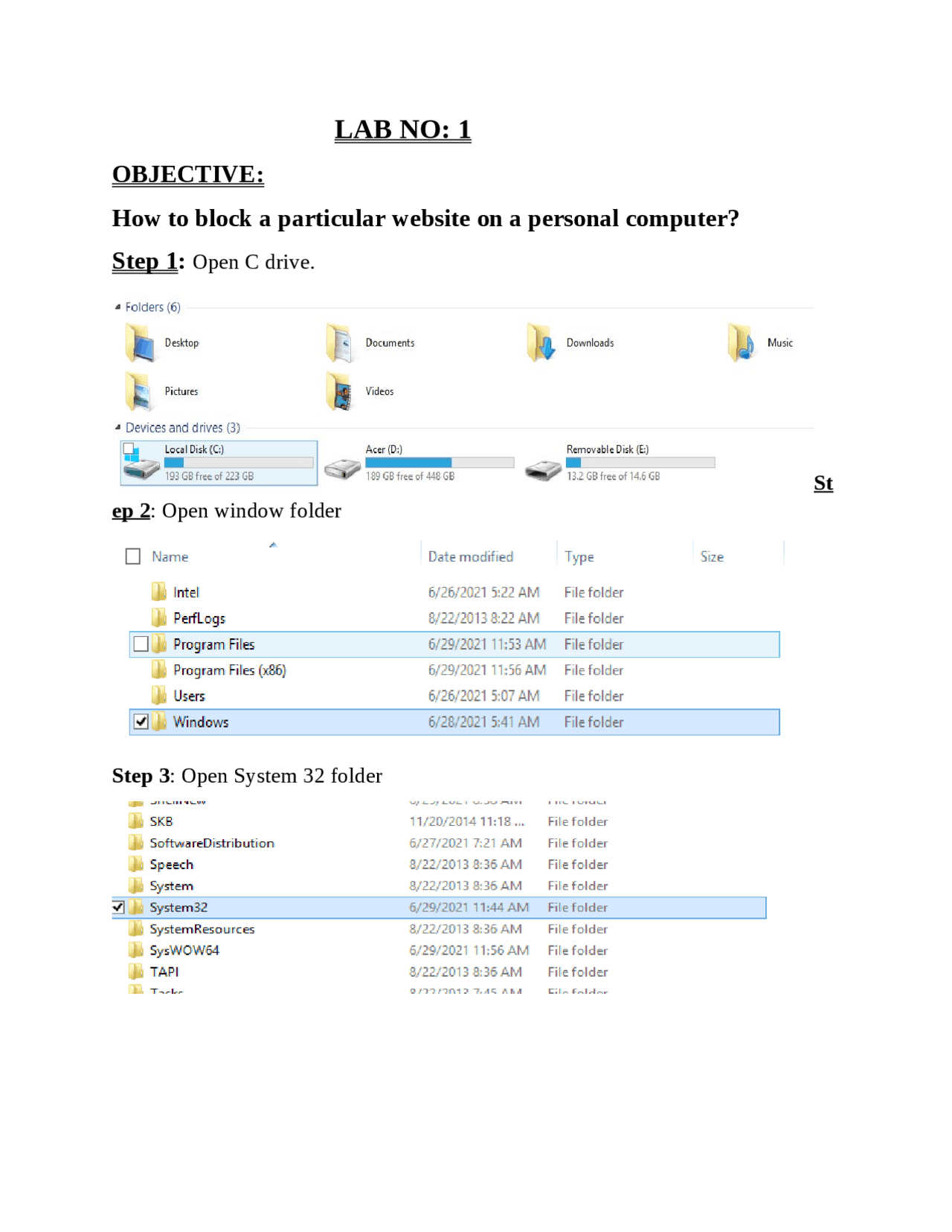 Personal Computer Lab Work Docsity