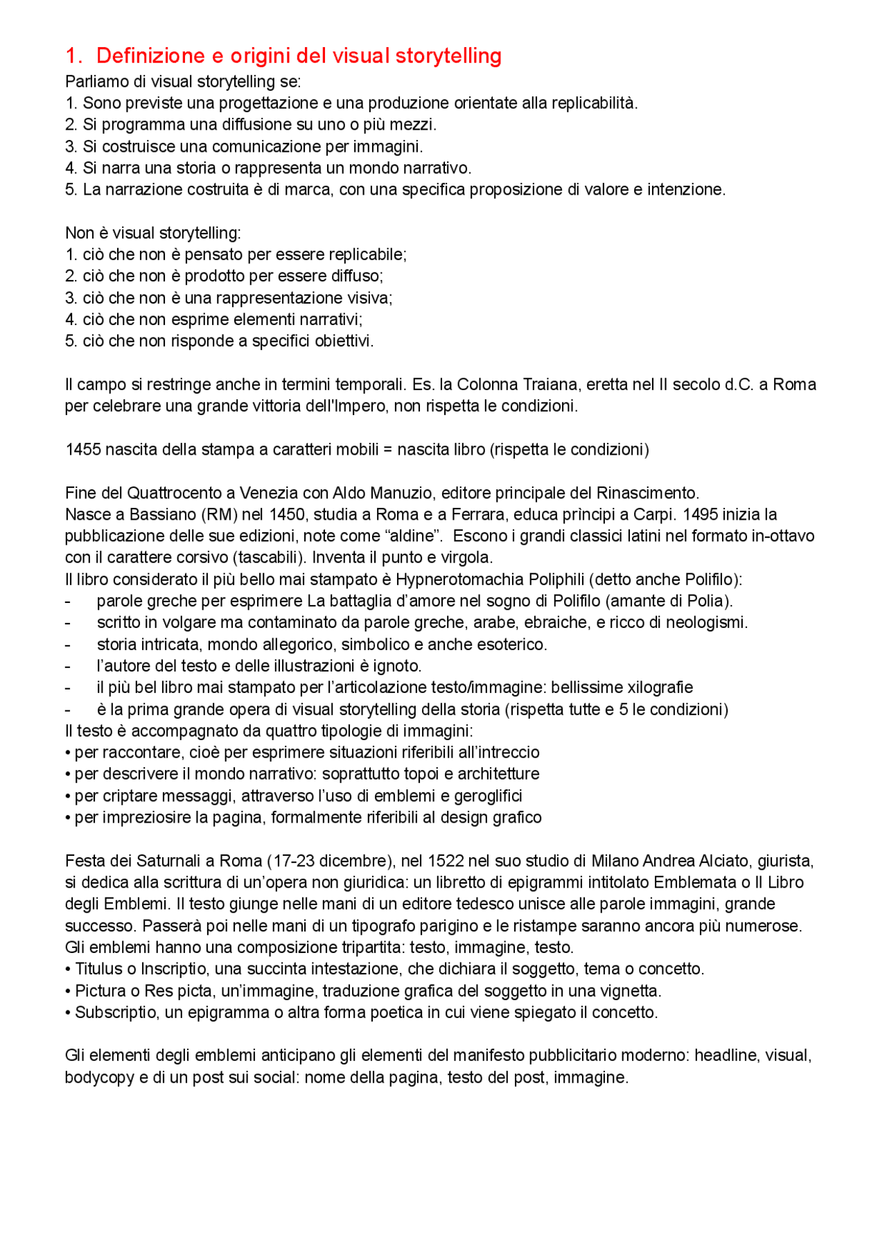 Riassunto Visual Storytelling Docsity