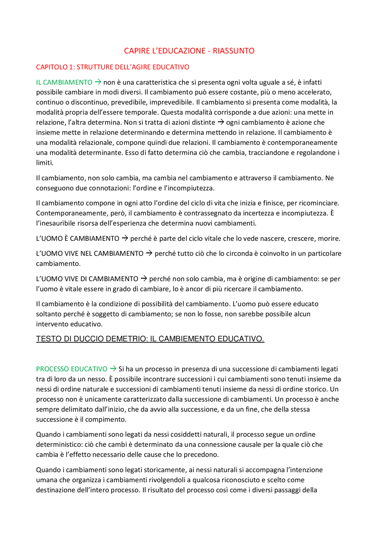 Riassunto Capire Leducazione Docsity