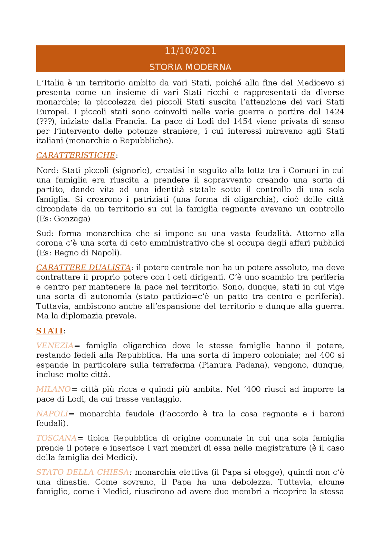 Appunti Storia Moderna Docsity