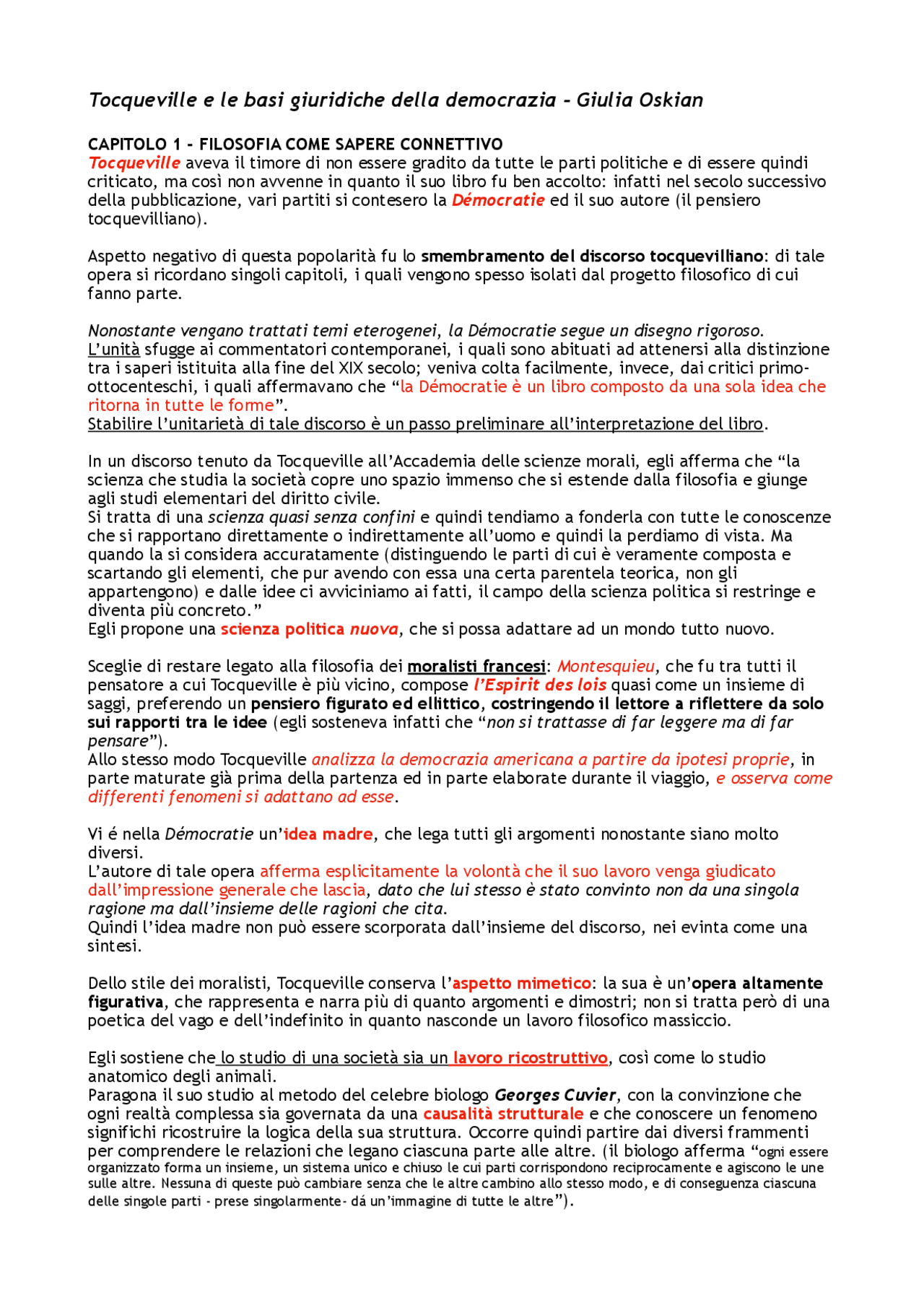 Tocqueville e le basi giuridiche della democrazia - Giulia Oskian | Dispense di Storia Delle ...