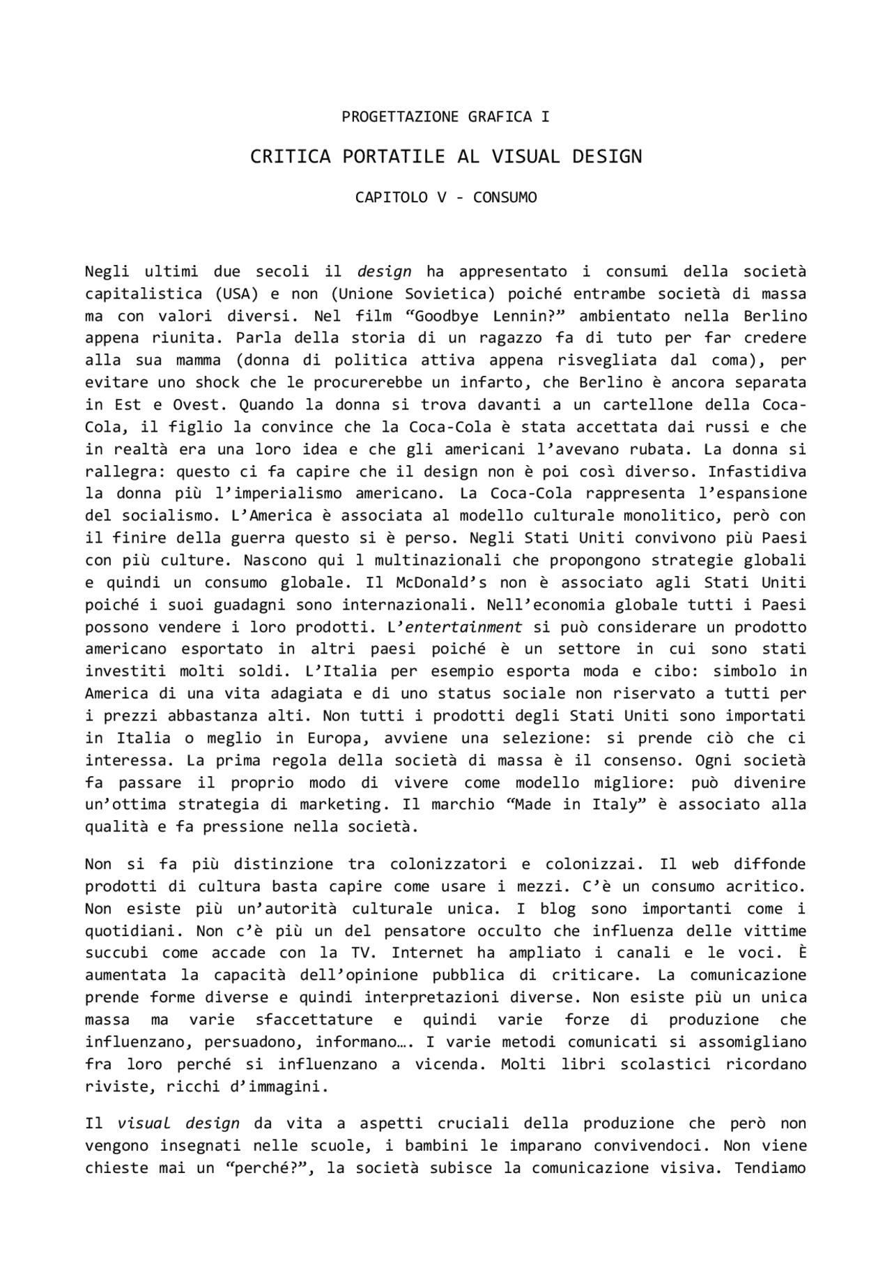 Riassunto Capitolo 5 Critica Portatile Al Visual Design Docsity