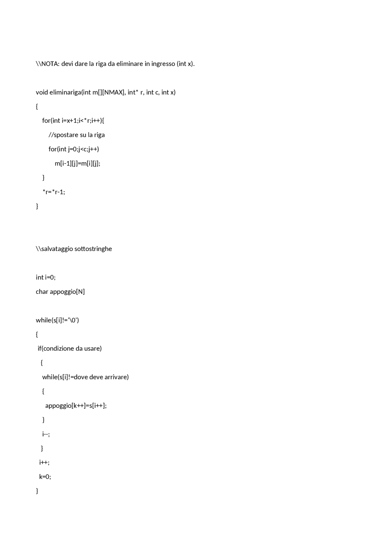 Algoritmi Utili Per Lesame Di Elementi Di Programmazione C Docsity