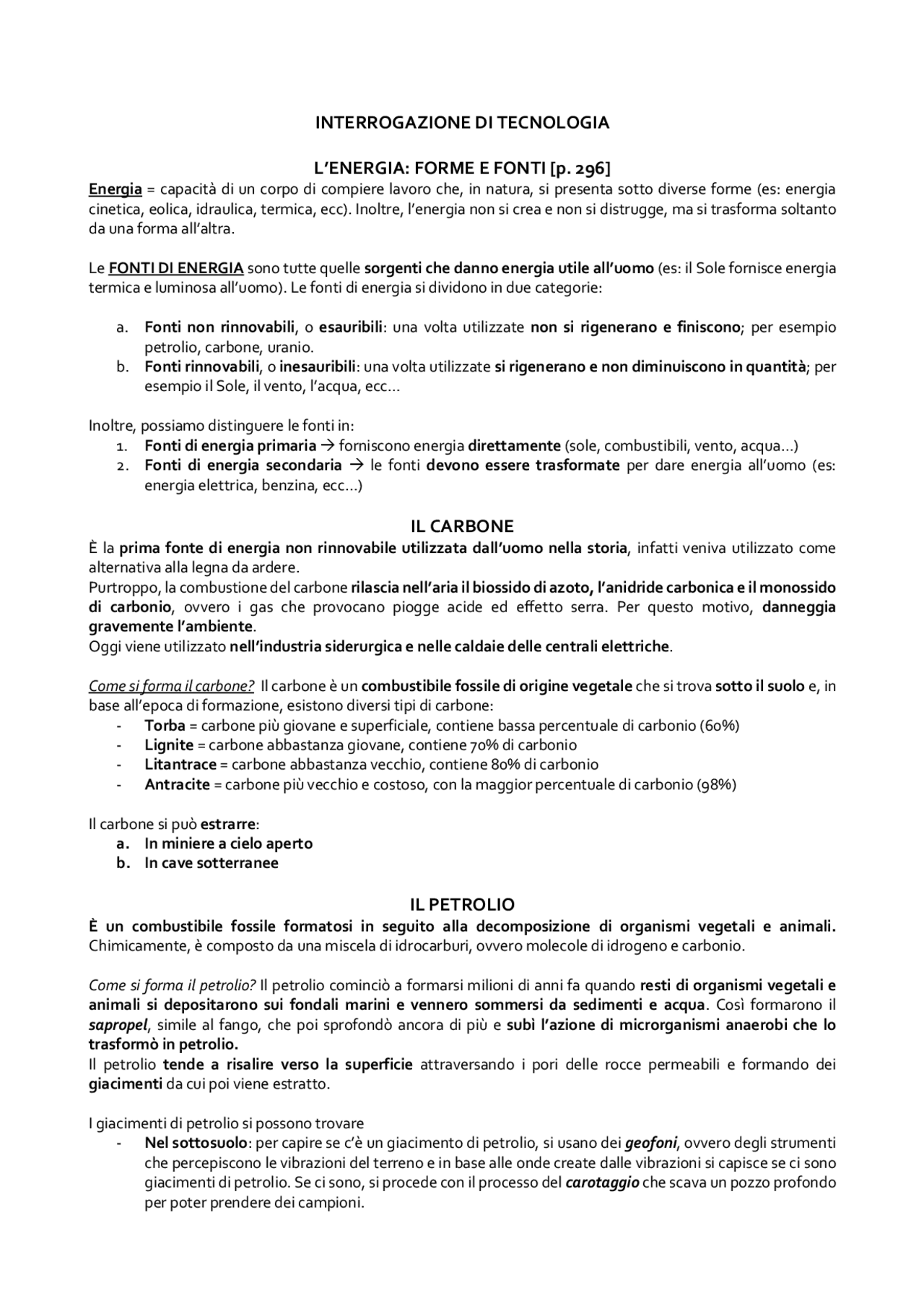 L'energia: forme e fonti - Docsity