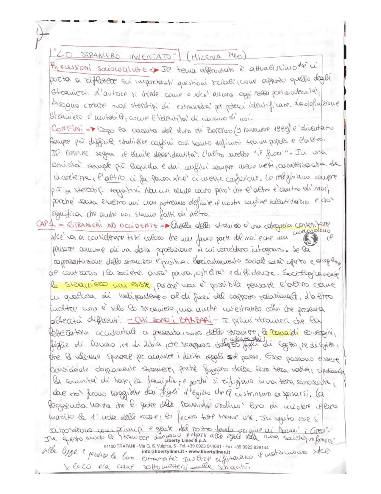 Lo Straniero Inventato Docsity