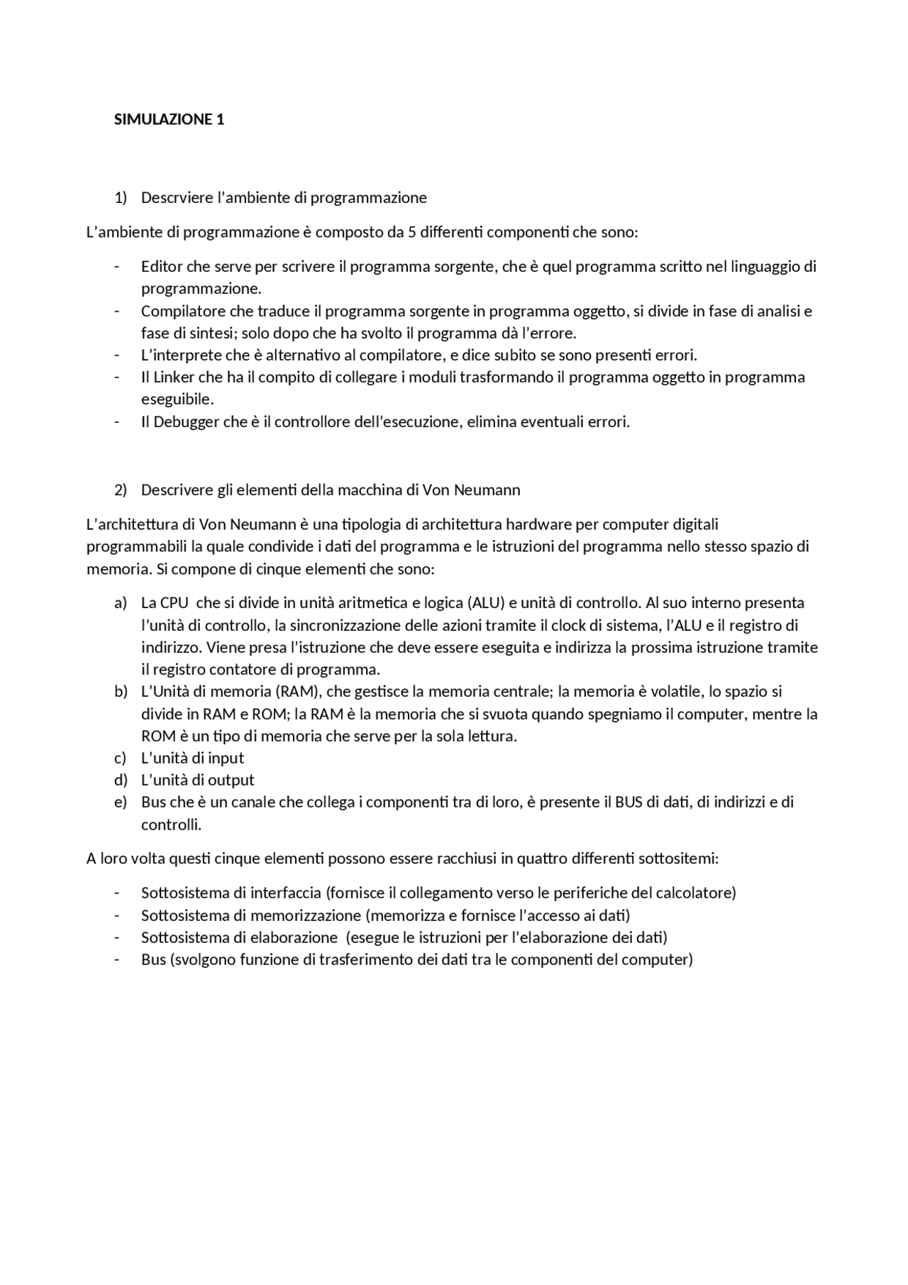 Esercizi In Preparazione Allesame Teorico Docsity