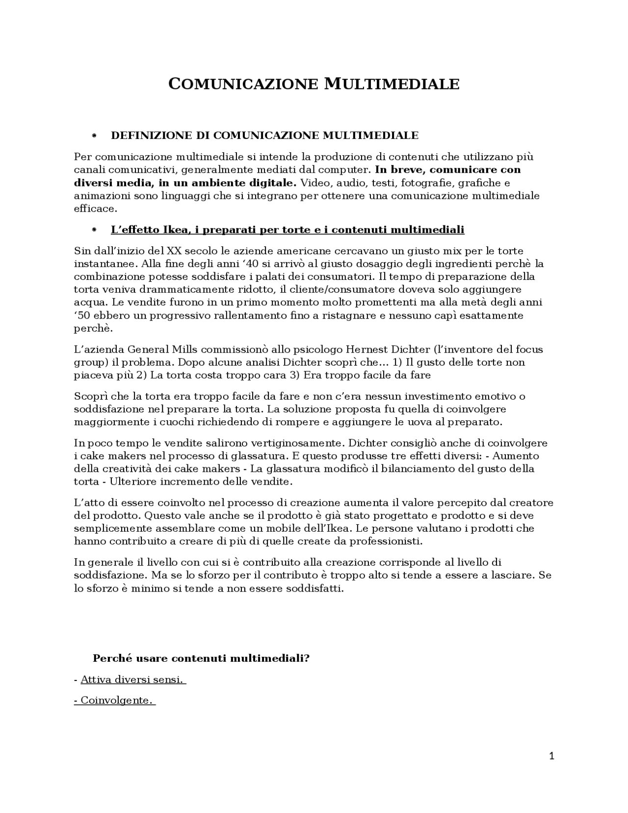 Appunti Comunicazione Multimediale Docsity