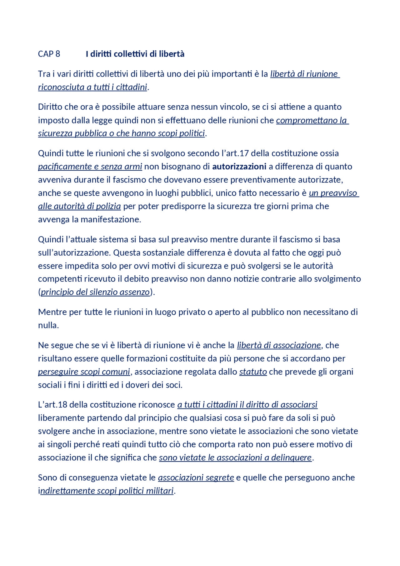 I Diritti Collettivi Docsity