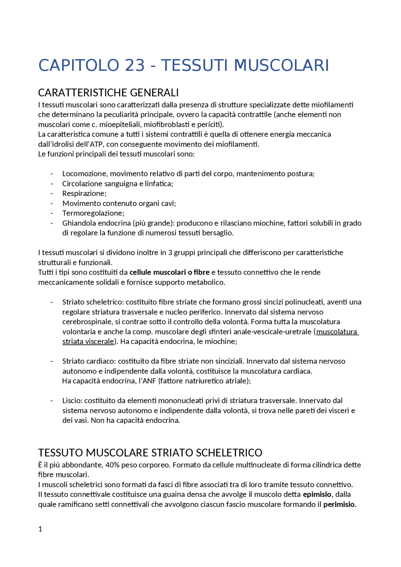 Istologia Tessuto Muscolare Docsity