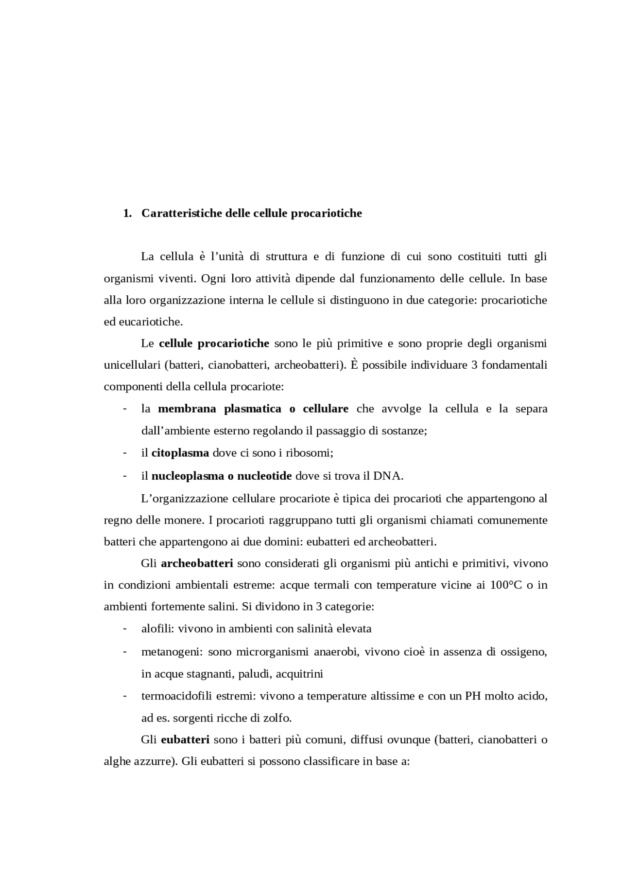 Caratteristiche Cellule Procariote Appunti Di Biologia Docsity