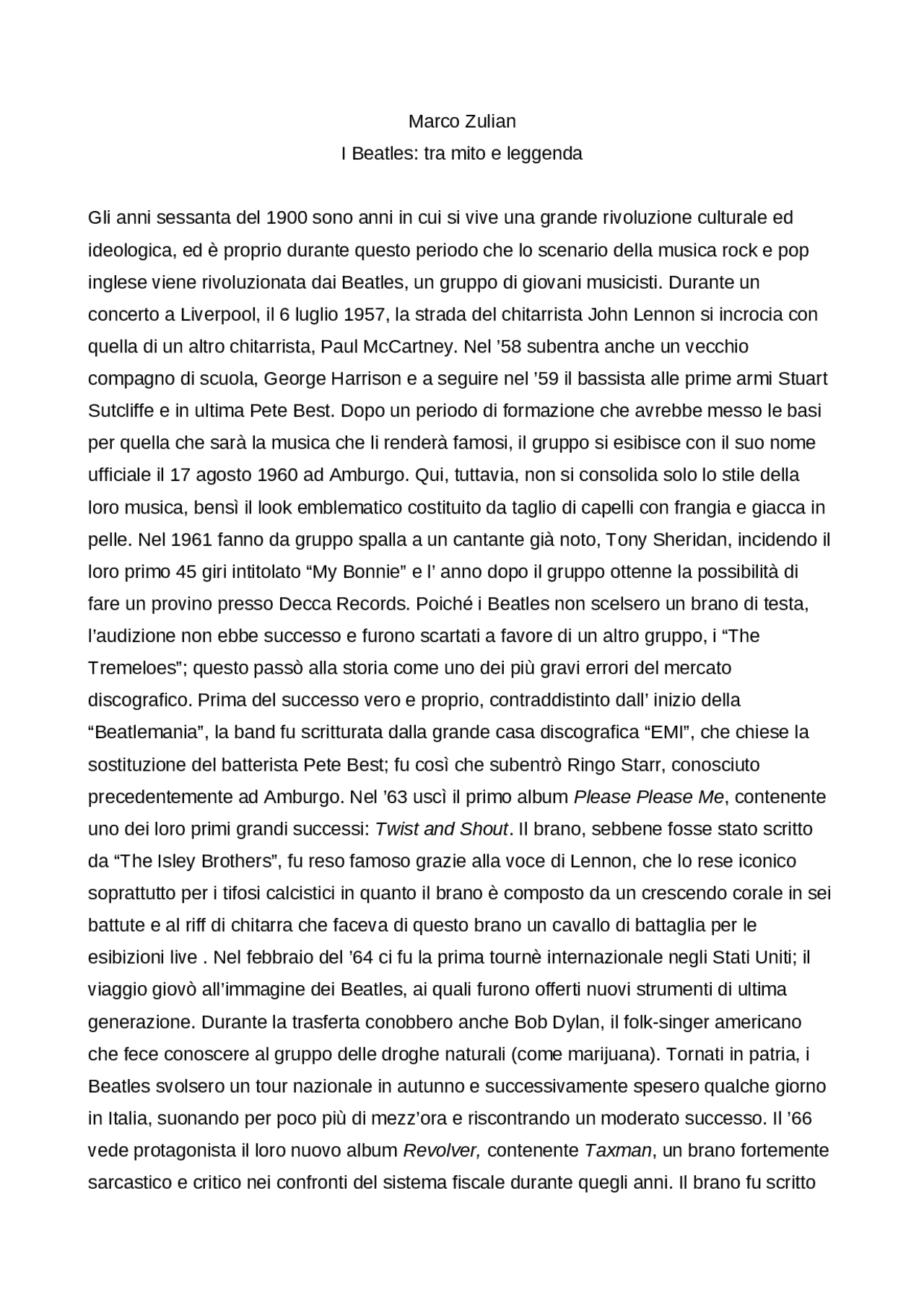 Riassunto Storia Beatles Docsity