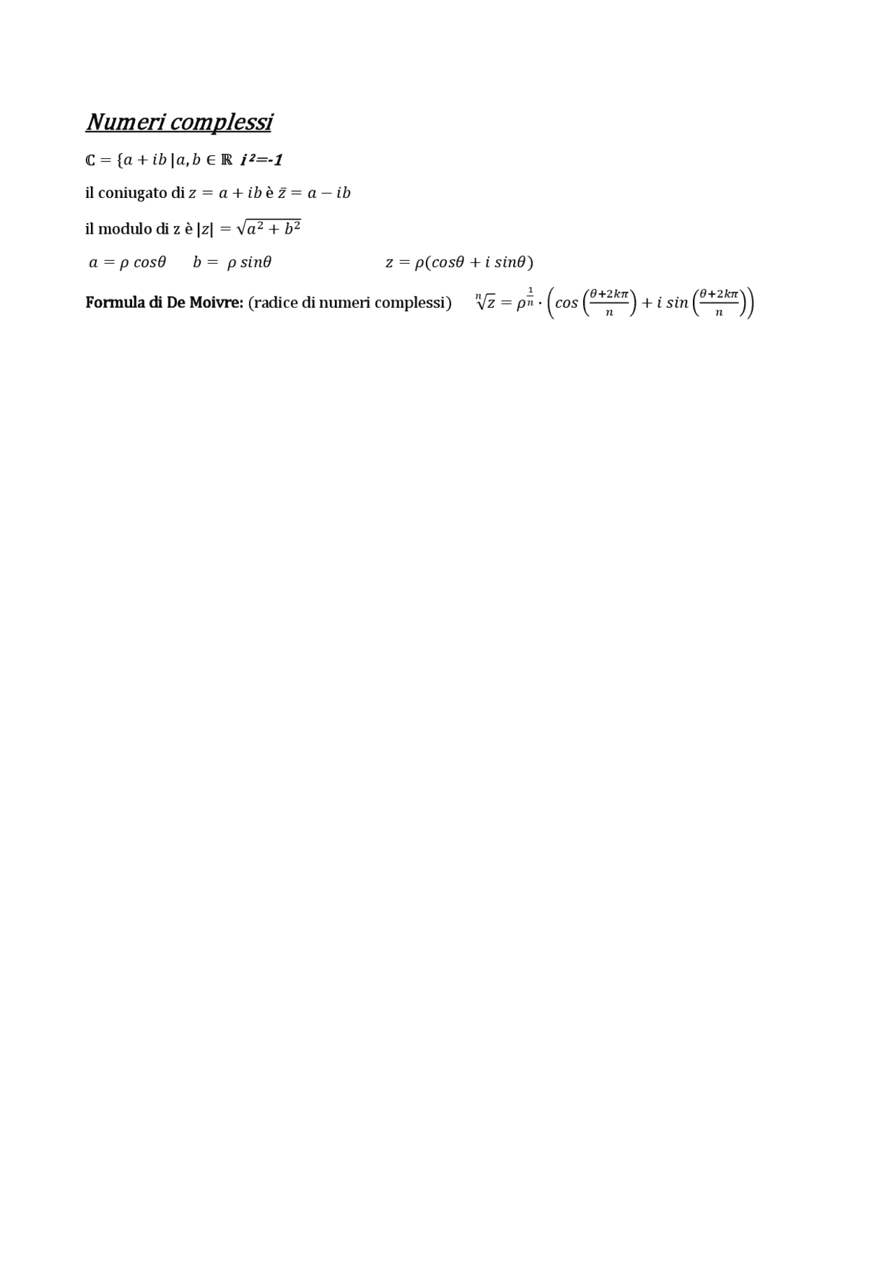 Numeri Complessi Docsity