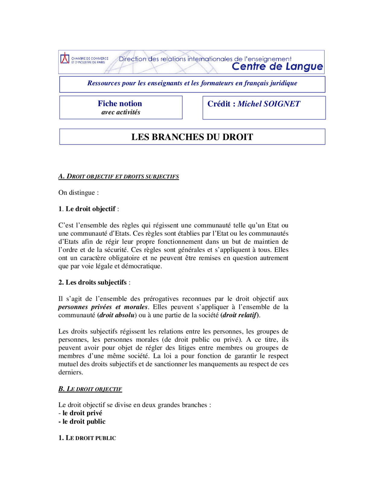 Les Branches Du Droit Docsity