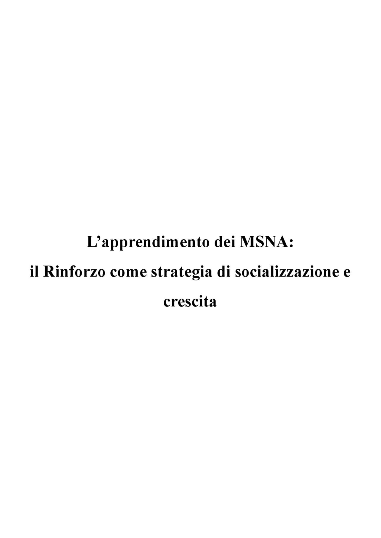 Progetto Di Promozione Sociale Di Minori Stranieri Non Accompagnati Nel
