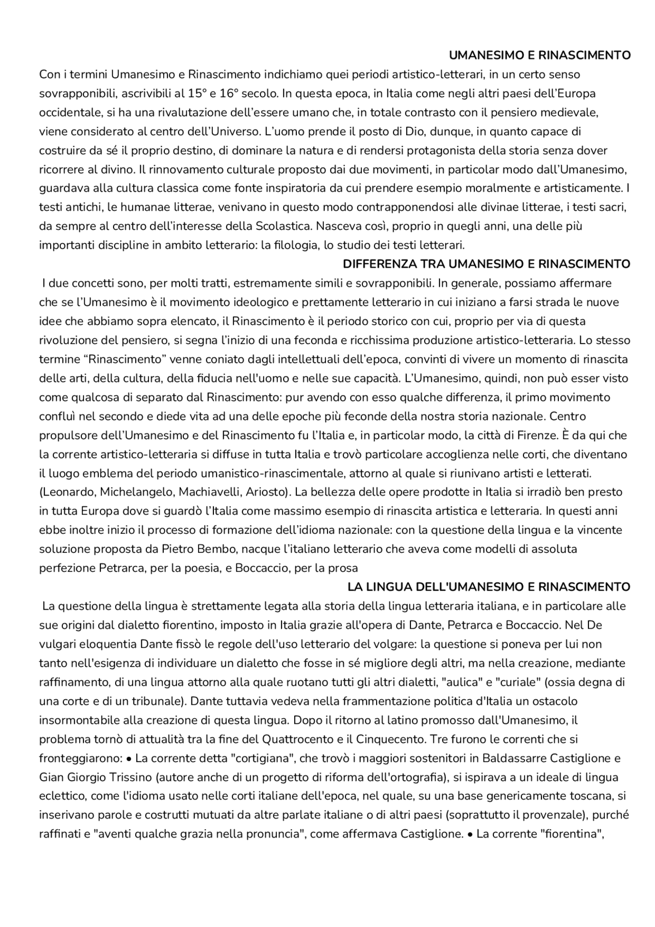 Umanesimo E Rinascimento Docsity