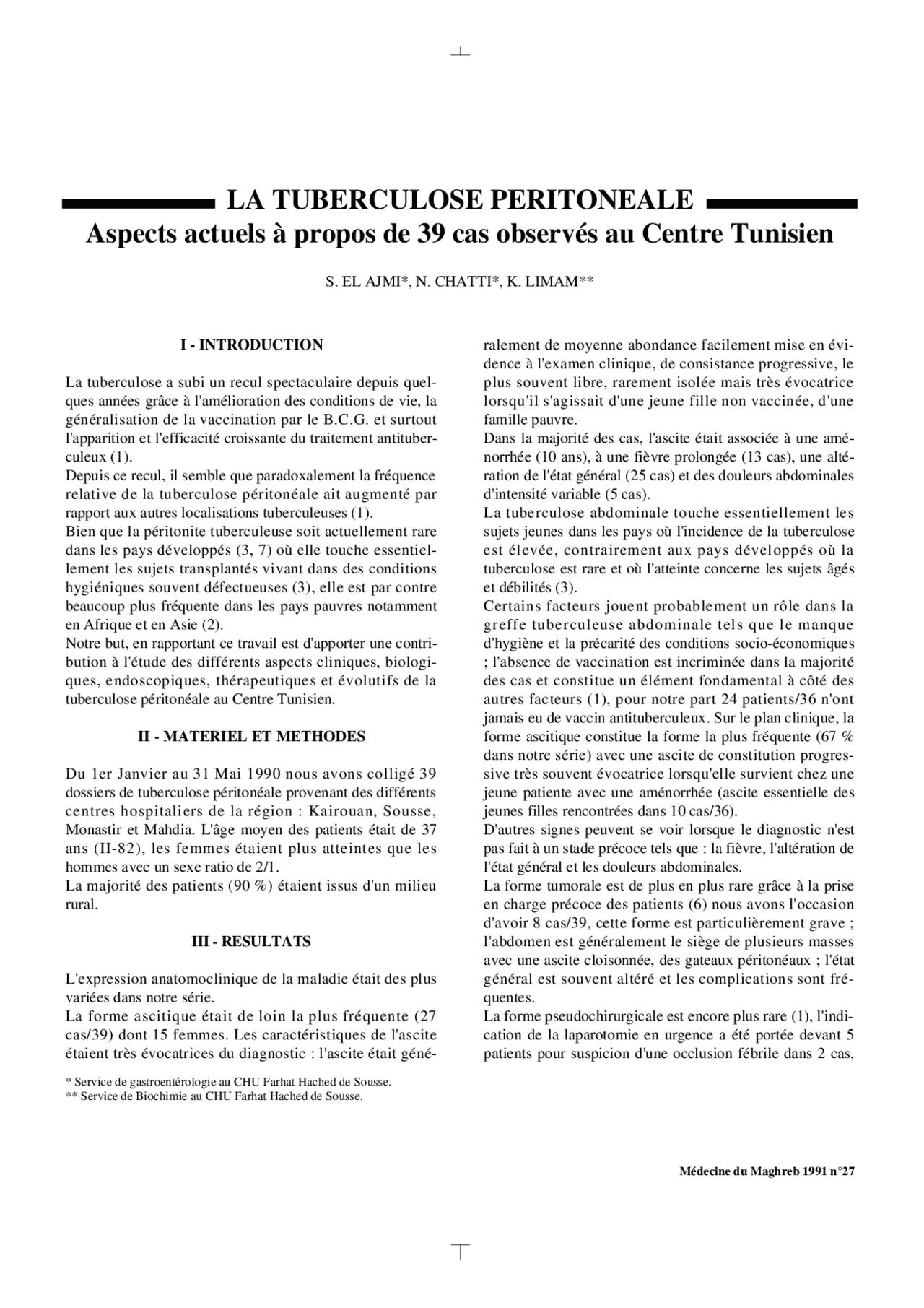 LA TUBERCULOSE PERITONEALE - Docsity