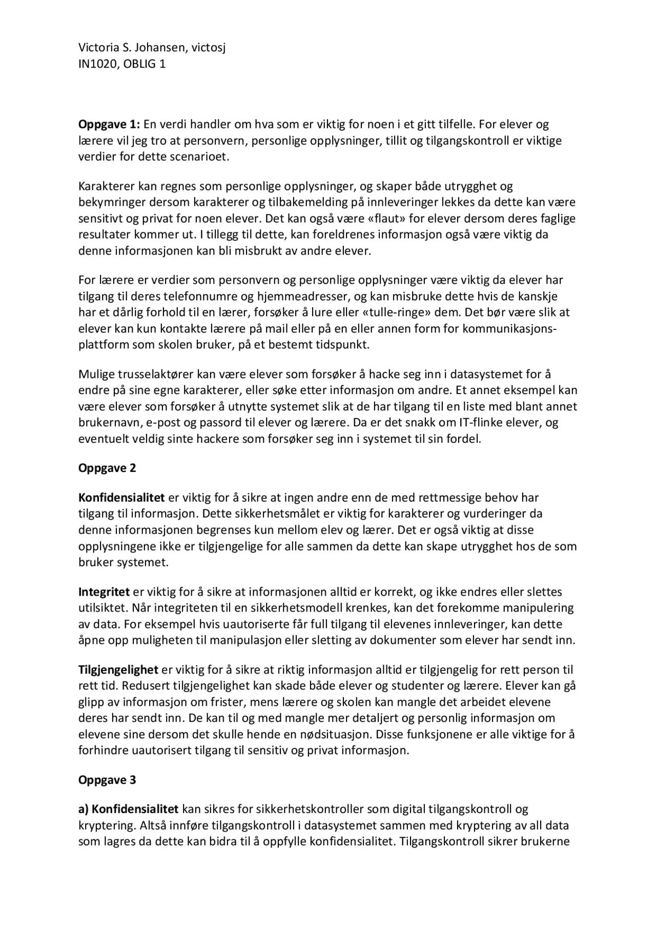 IN1020 Obligatorisk innlevering 1: Sikkerhet i praksis | Essays (university) Information and ...
