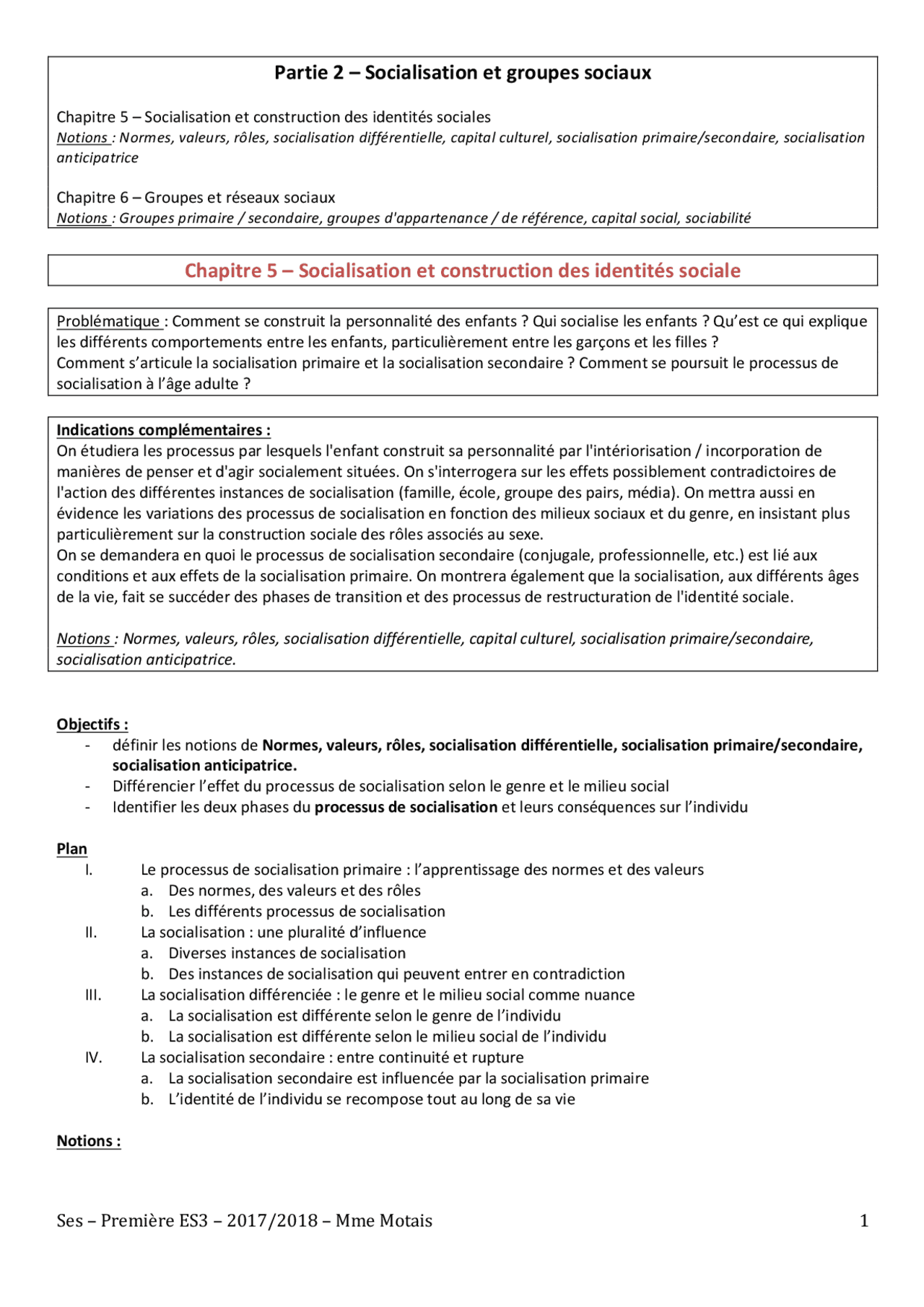 Socialisation et construction des identités sociale - Docsity