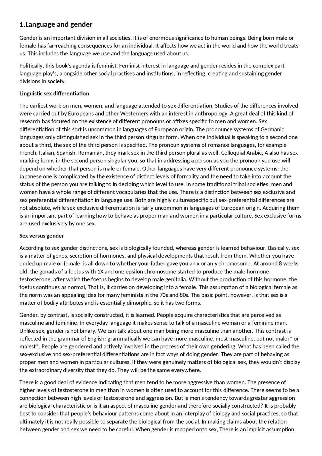 Language And Gender Sara Thorne Docsity
