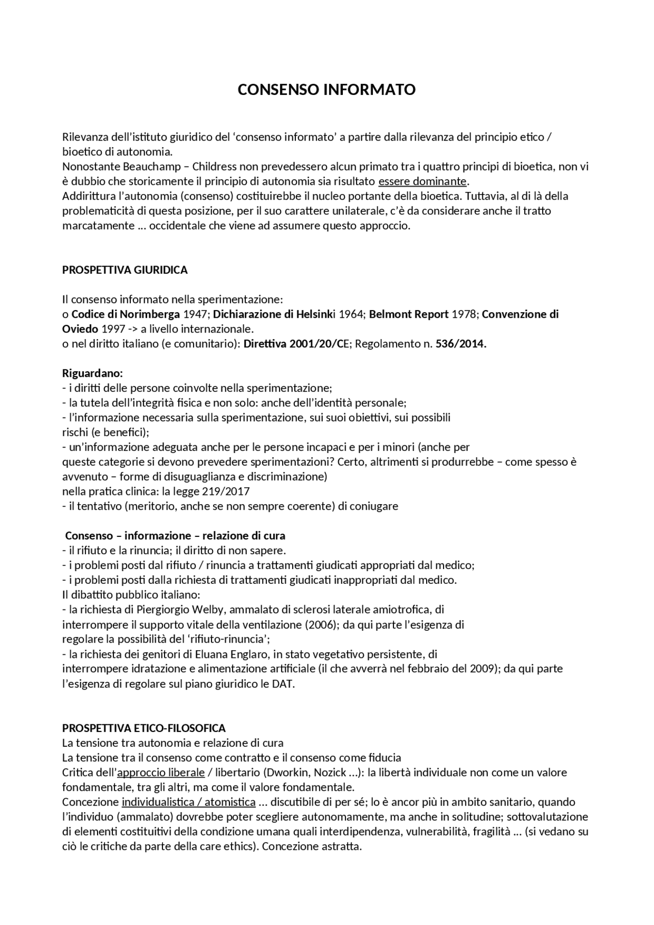 Riassunto Capitolo Sul Consenso Informato Docsity