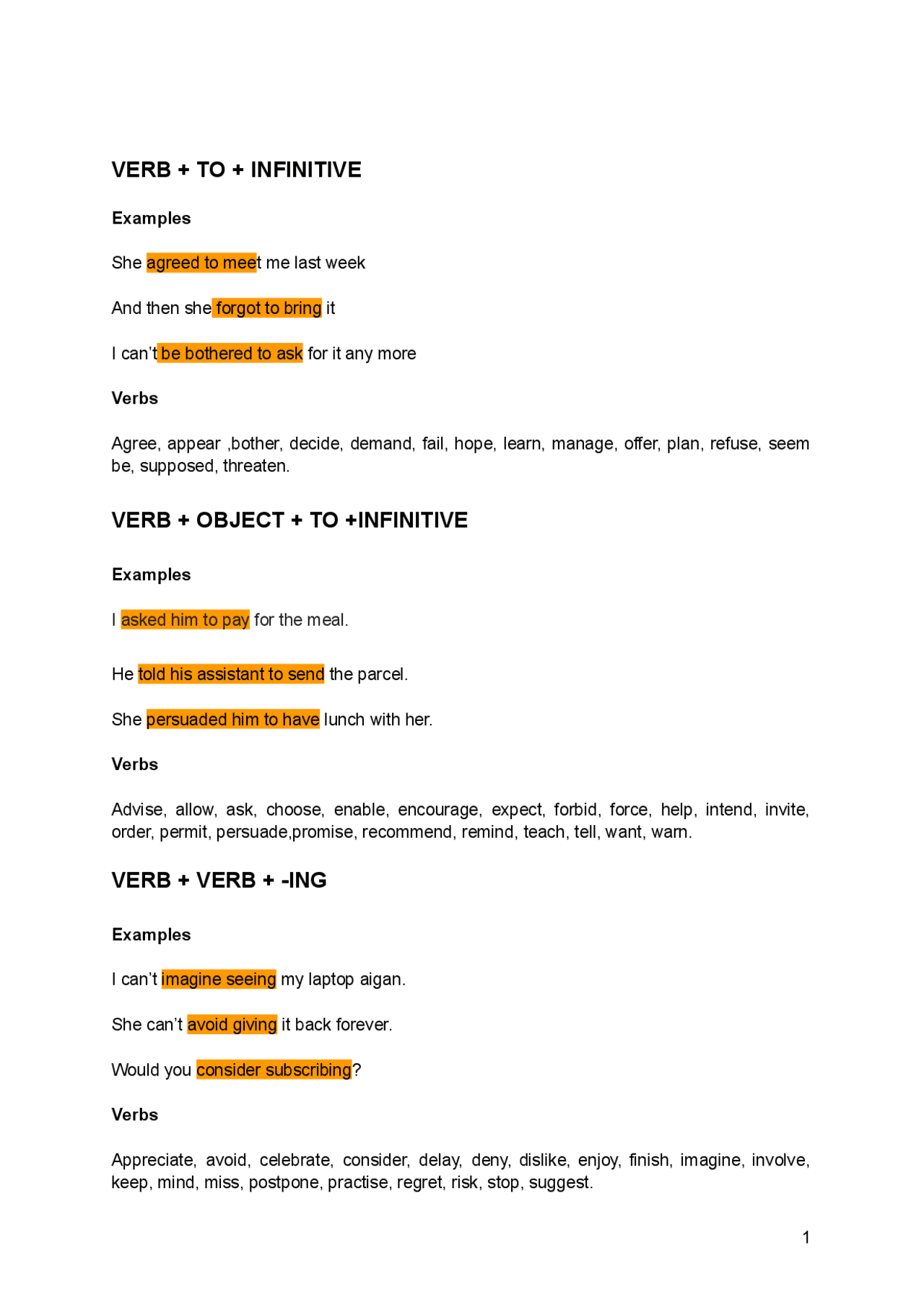 Eanglish verb tenses B2 1r BAT - Docsity