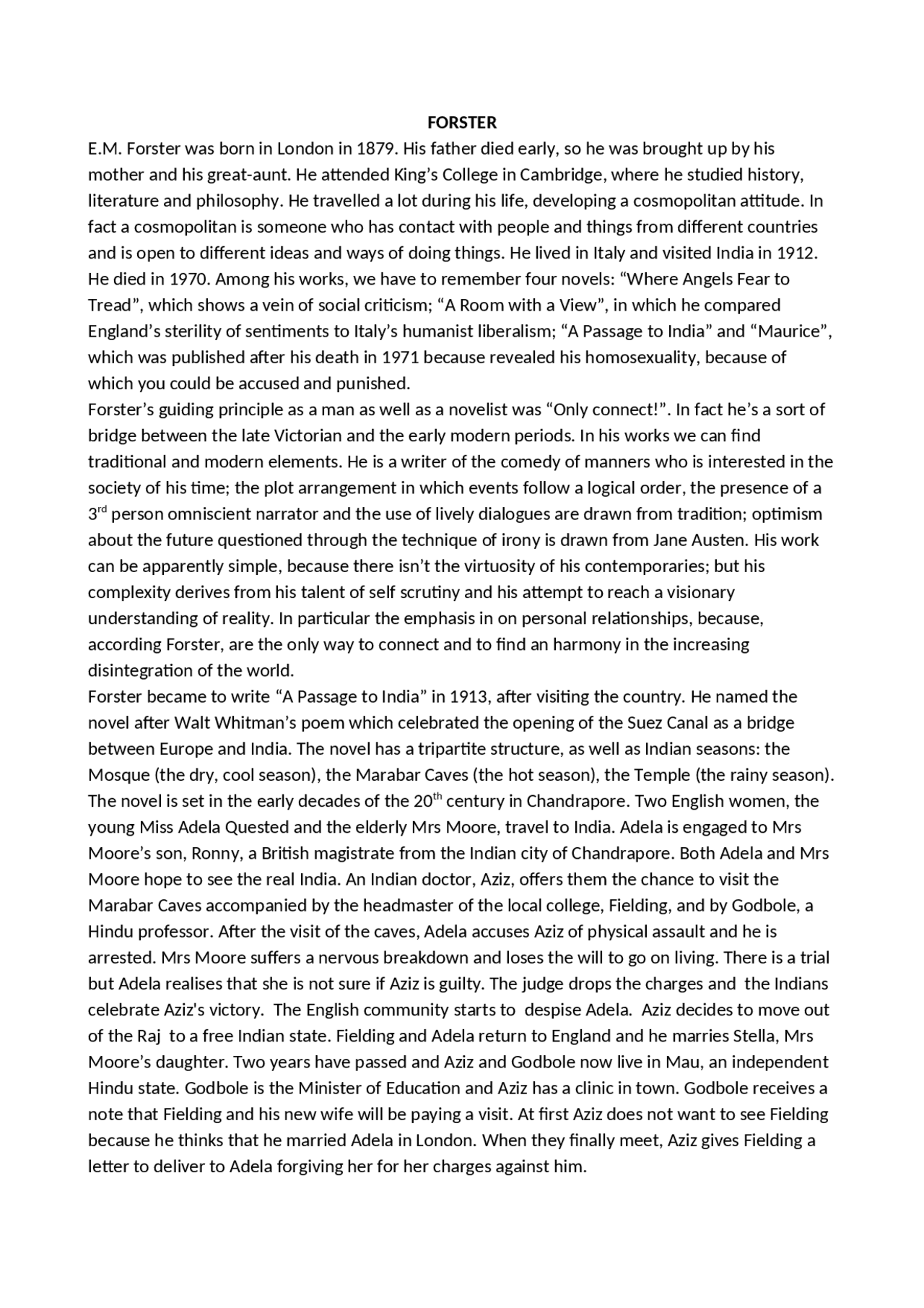 Edward Morgan Forster Docsity