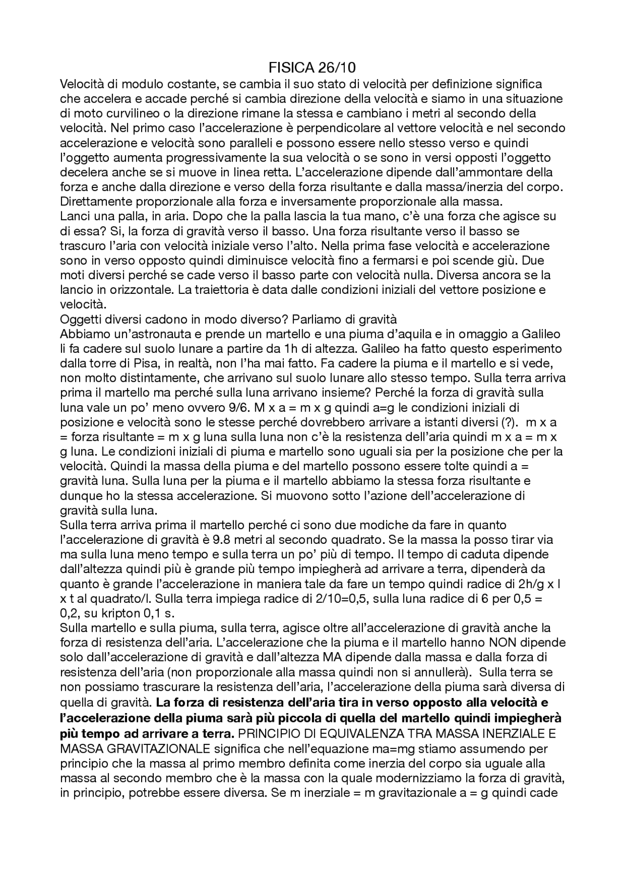 Appunti Di Fisica Sulla Velocità Appunti Di Fisica Docsity