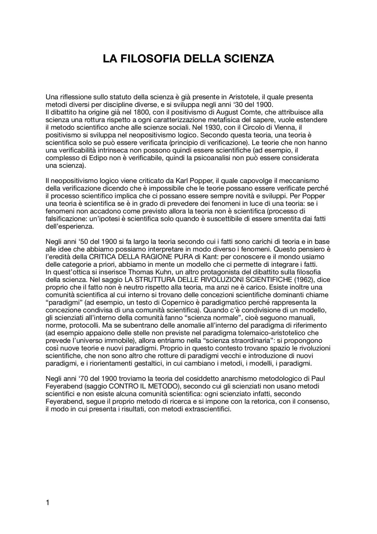 Appunti Sulla Filosofia Della Scienza La Concezione Di Popper E Kuhn