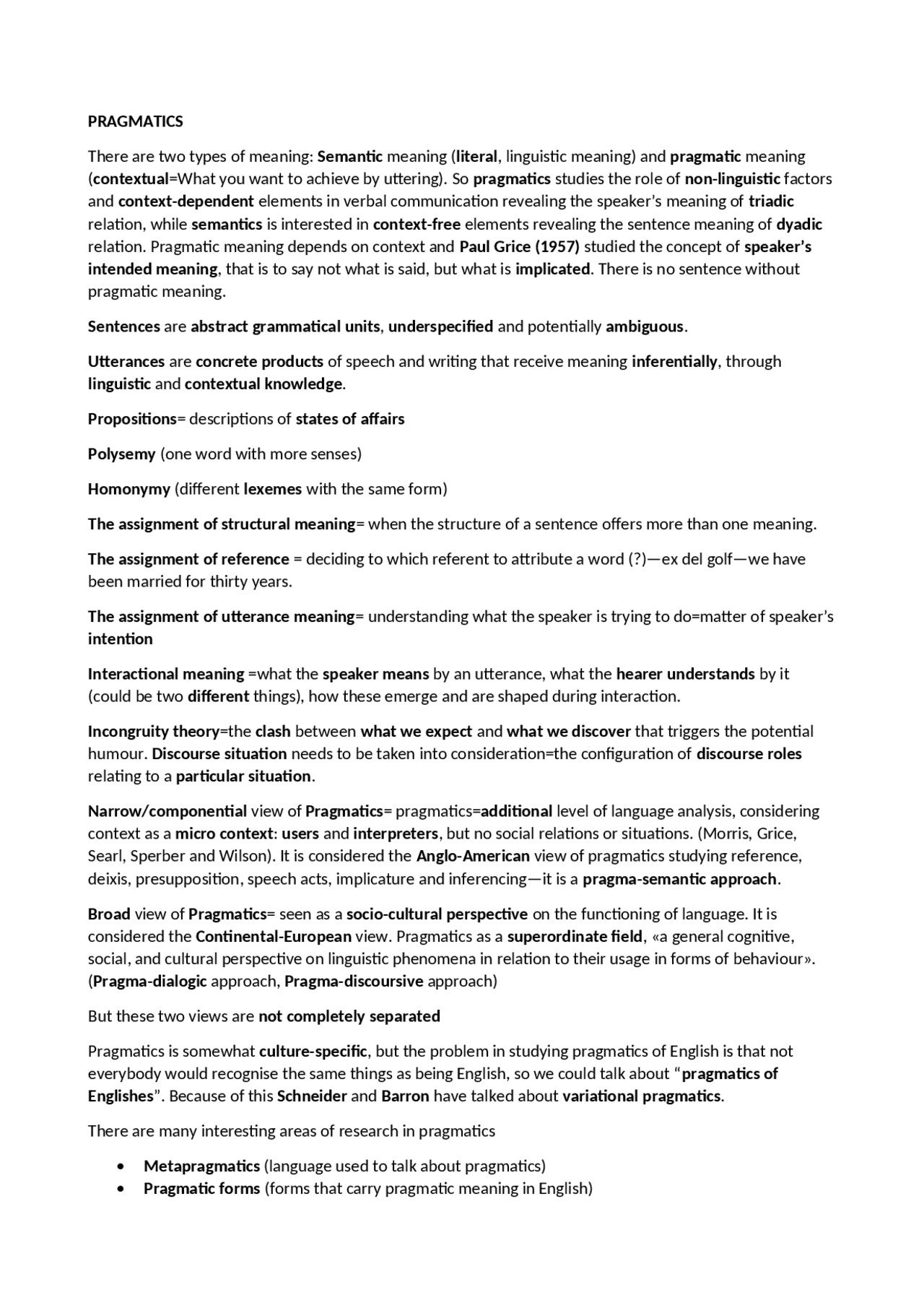 Lingua Inglese Modulo A Pragmatics Docsity