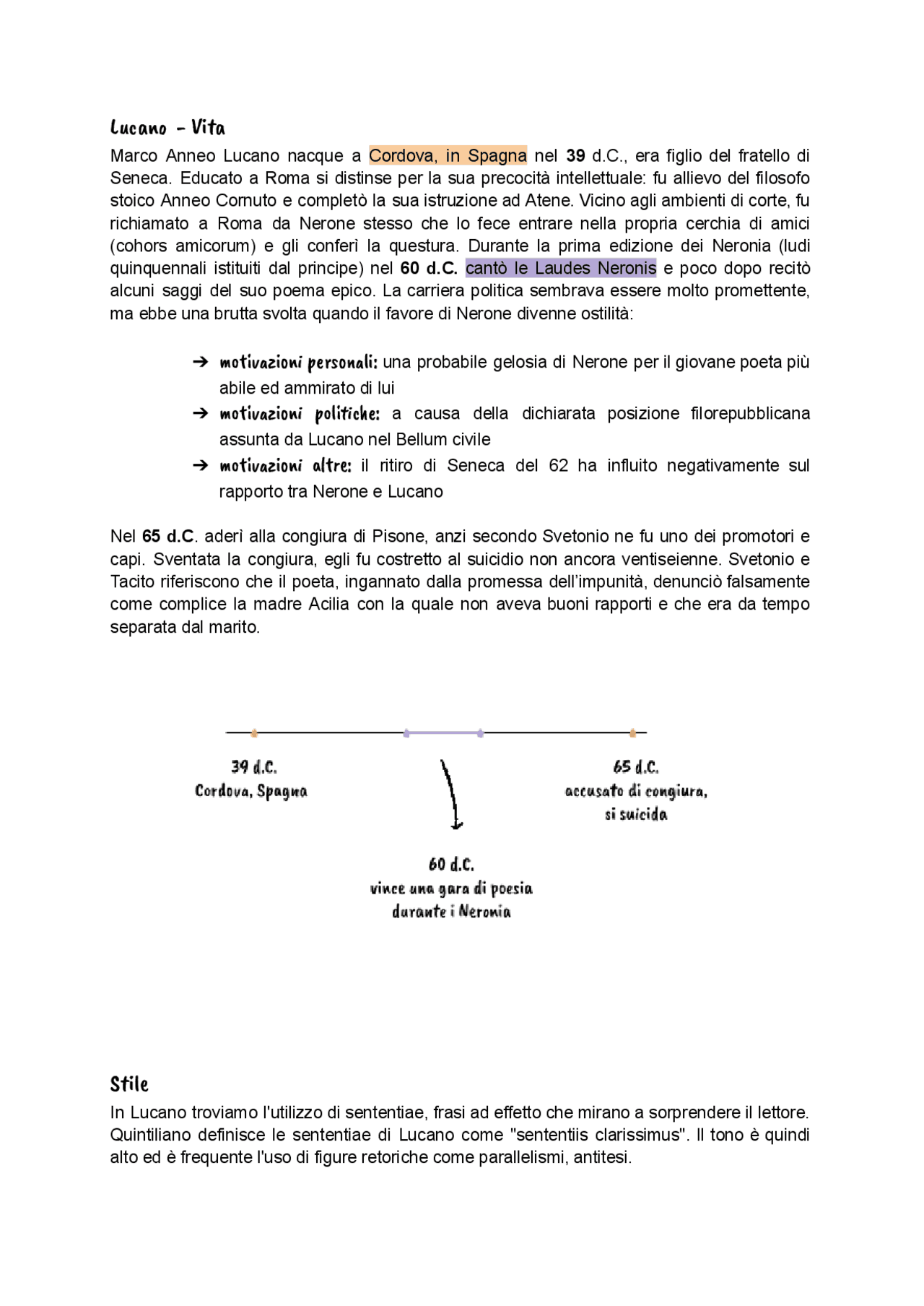 Letteratura Latina Lucano Docsity