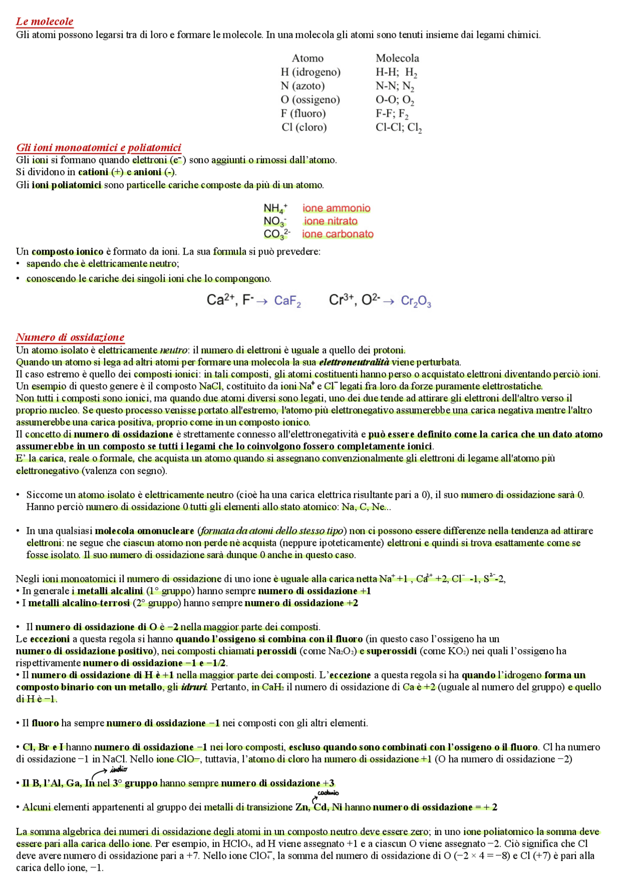 Nomenclatura Dei Composti Inorganici Docsity