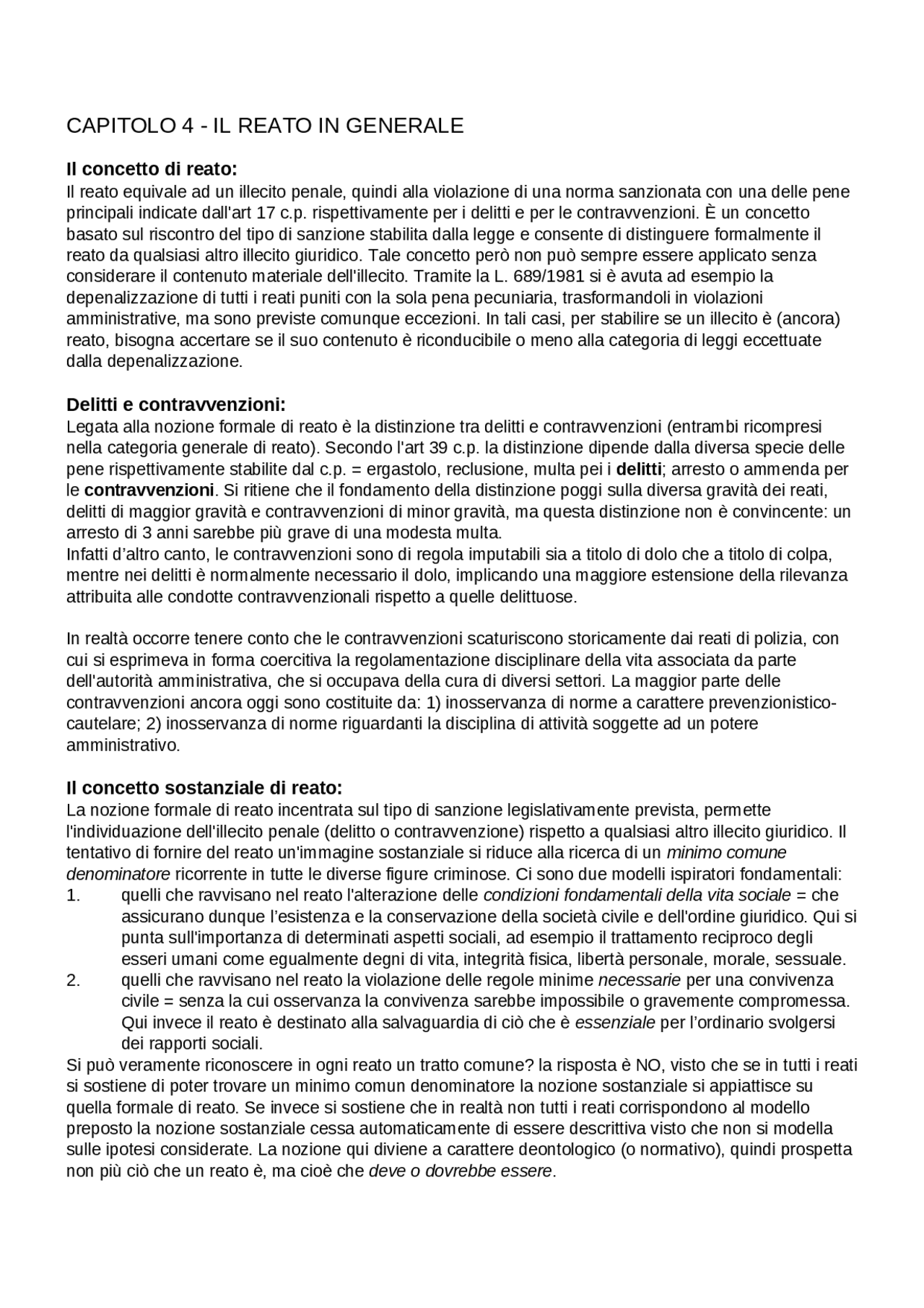 Il reato in generale - Docsity