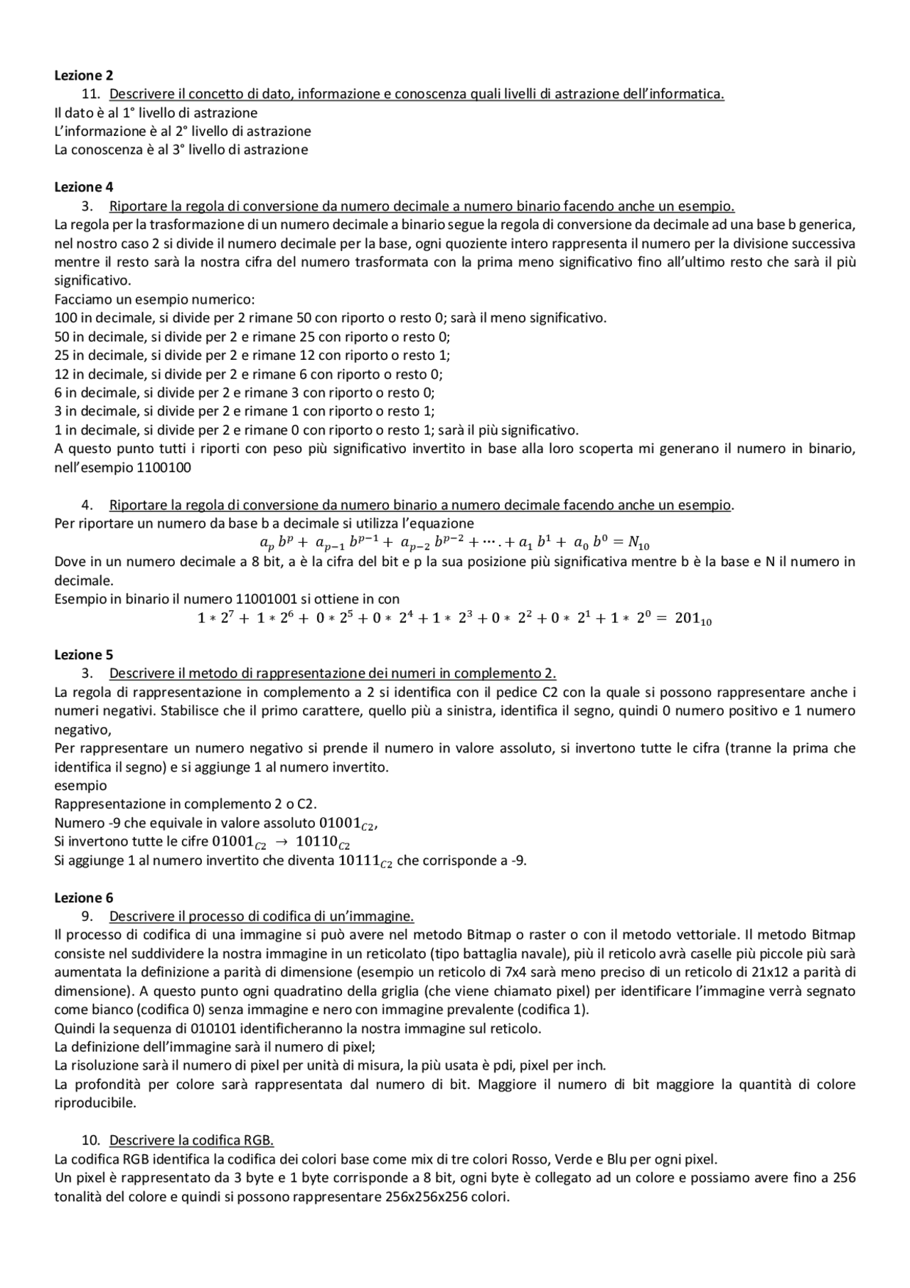 Fondamenti di Informatica - Domande Aperte | Panieri di Fondamenti di informatica | Docsity