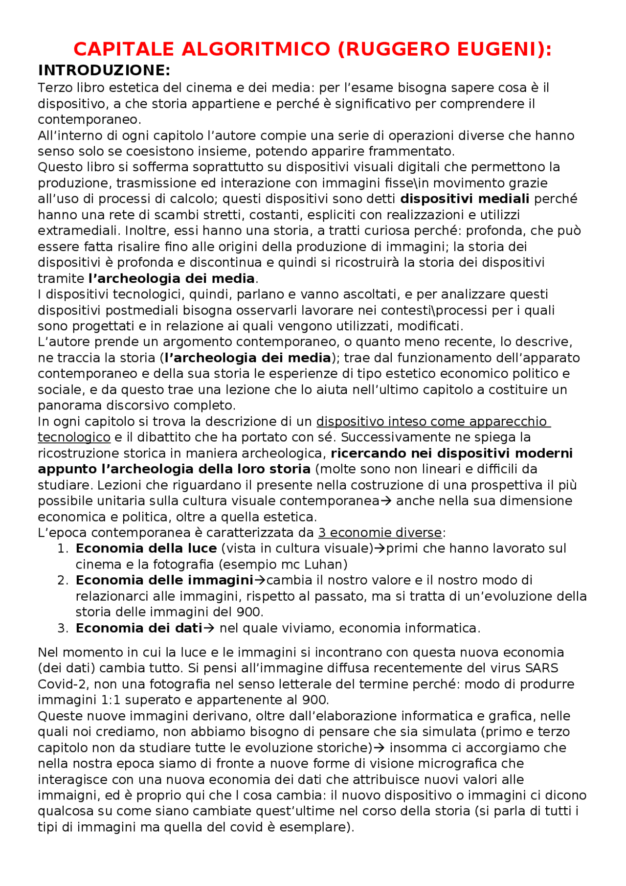 Mini Riassunto Di Capitale Algoritmico Docsity