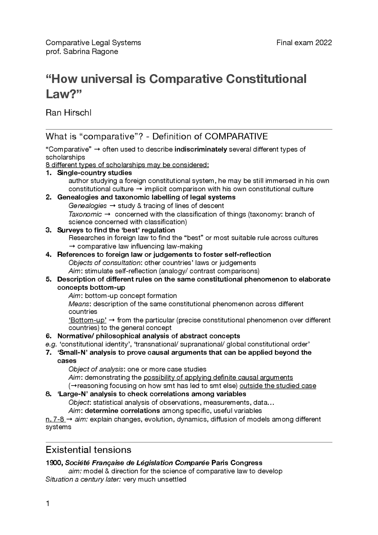 Hirschl, 'How universal is Comparative Constitutional Law' - Docsity