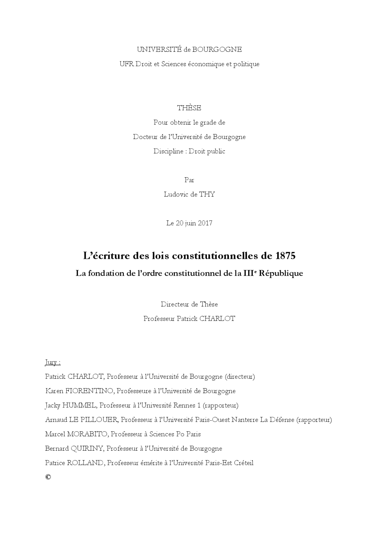 Lécriture Des Lois Constitutionnelles De 1875 Docsity