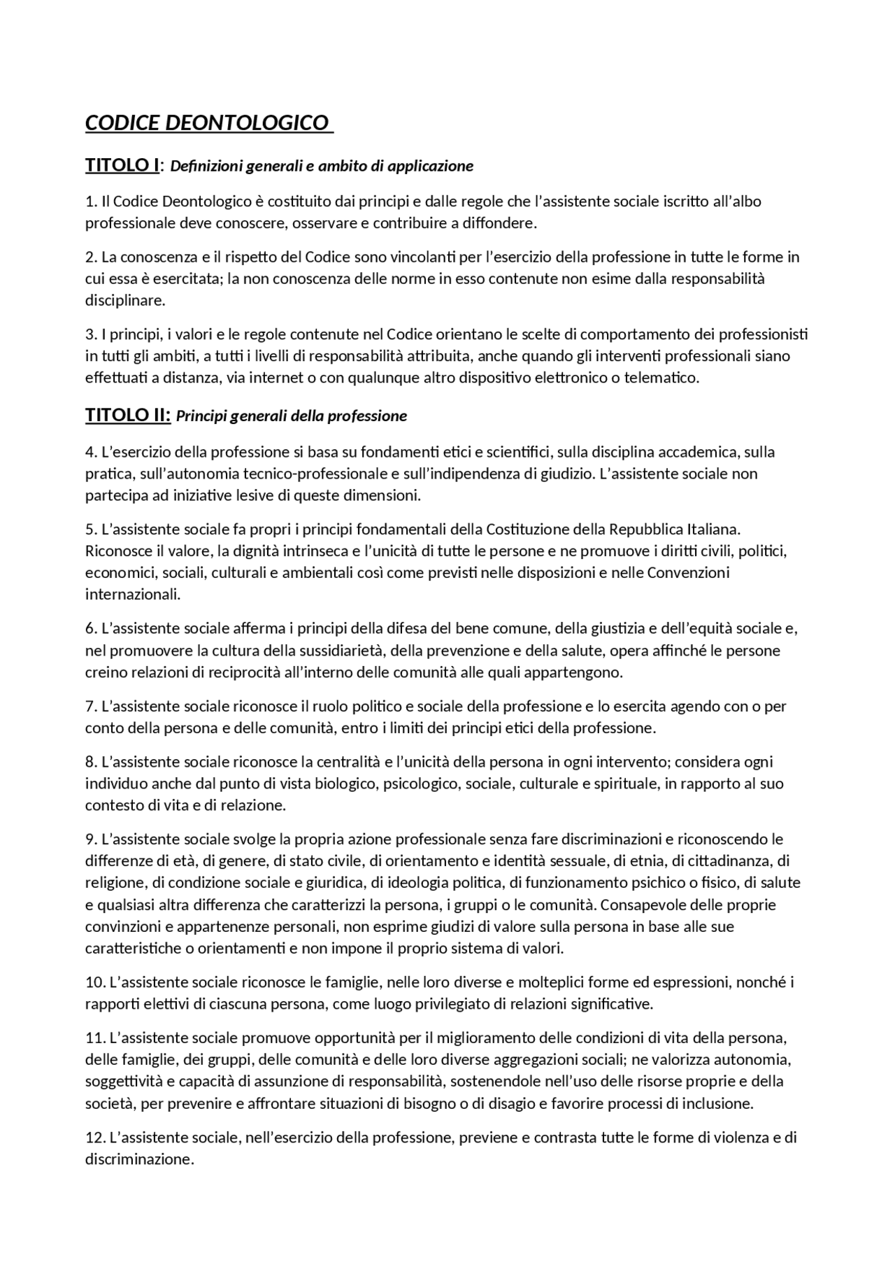 Il Nuovo Codice Deontologico Dellassistente Sociale Docsity