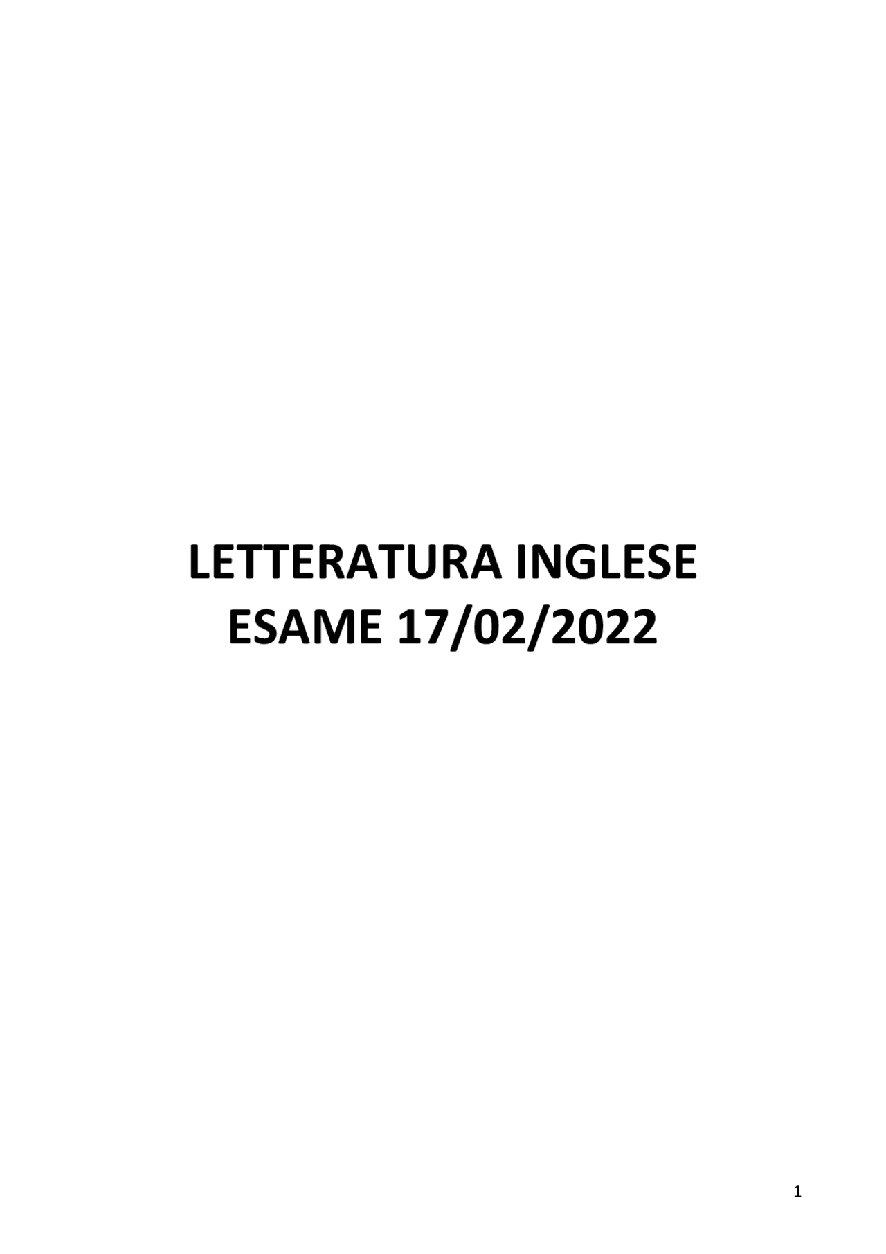 Appunti Letteratura Inglese 1° Semestre 1° Anno Unicatt Docsity