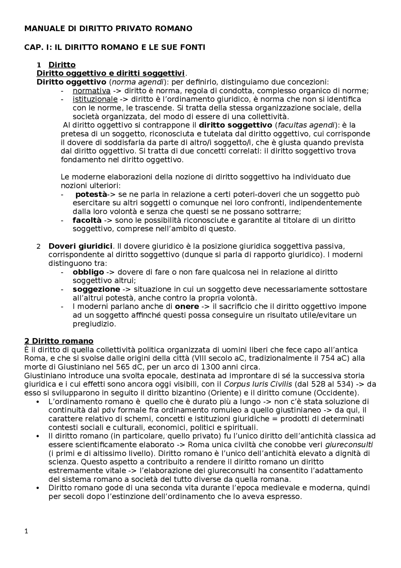 Manuale Di Diritto Romano Privato Docsity