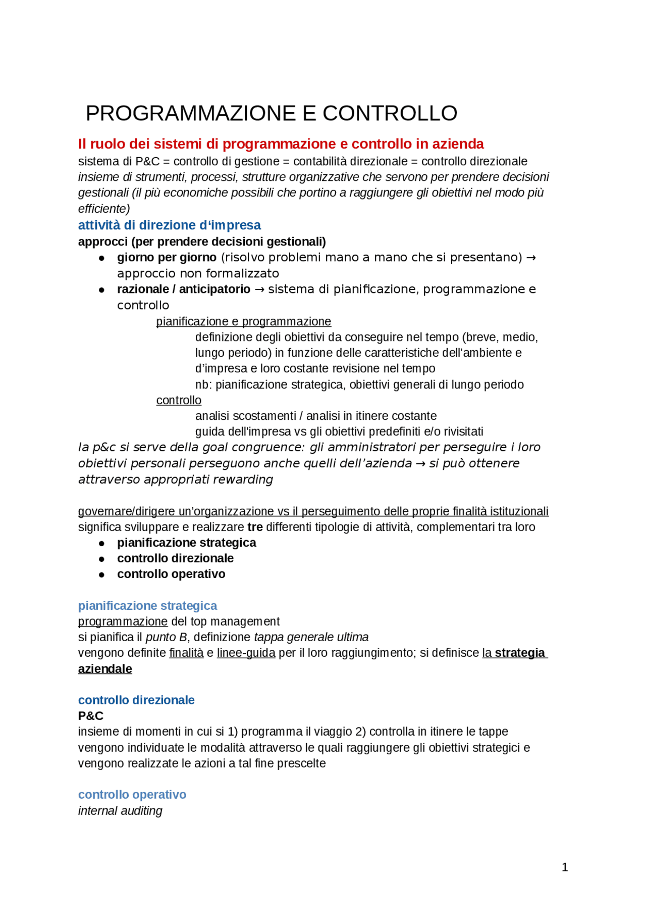 Programmazione E Controllo I Modulo Docsity