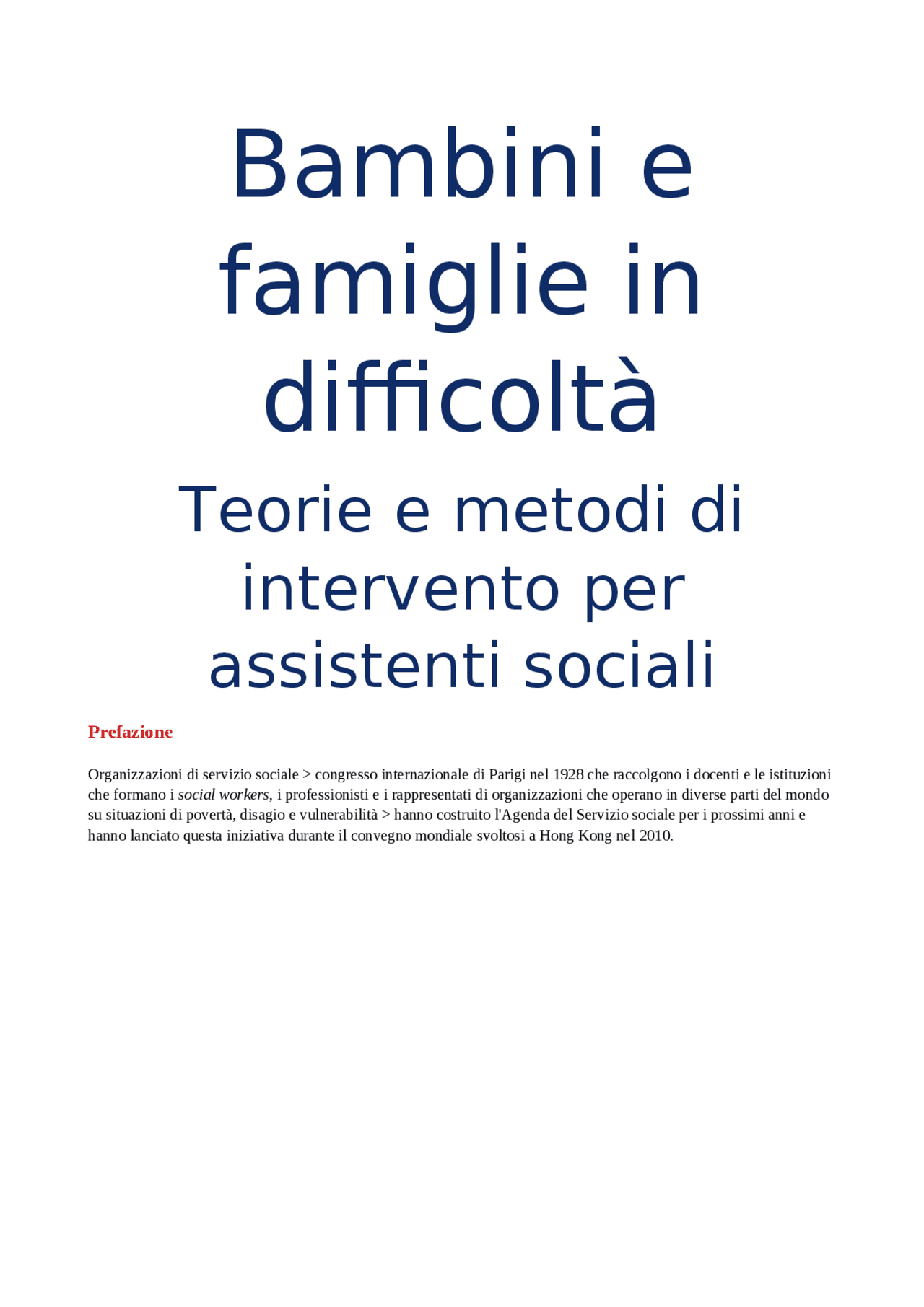 Bambini E Famiglie In Difficoltà Docsity