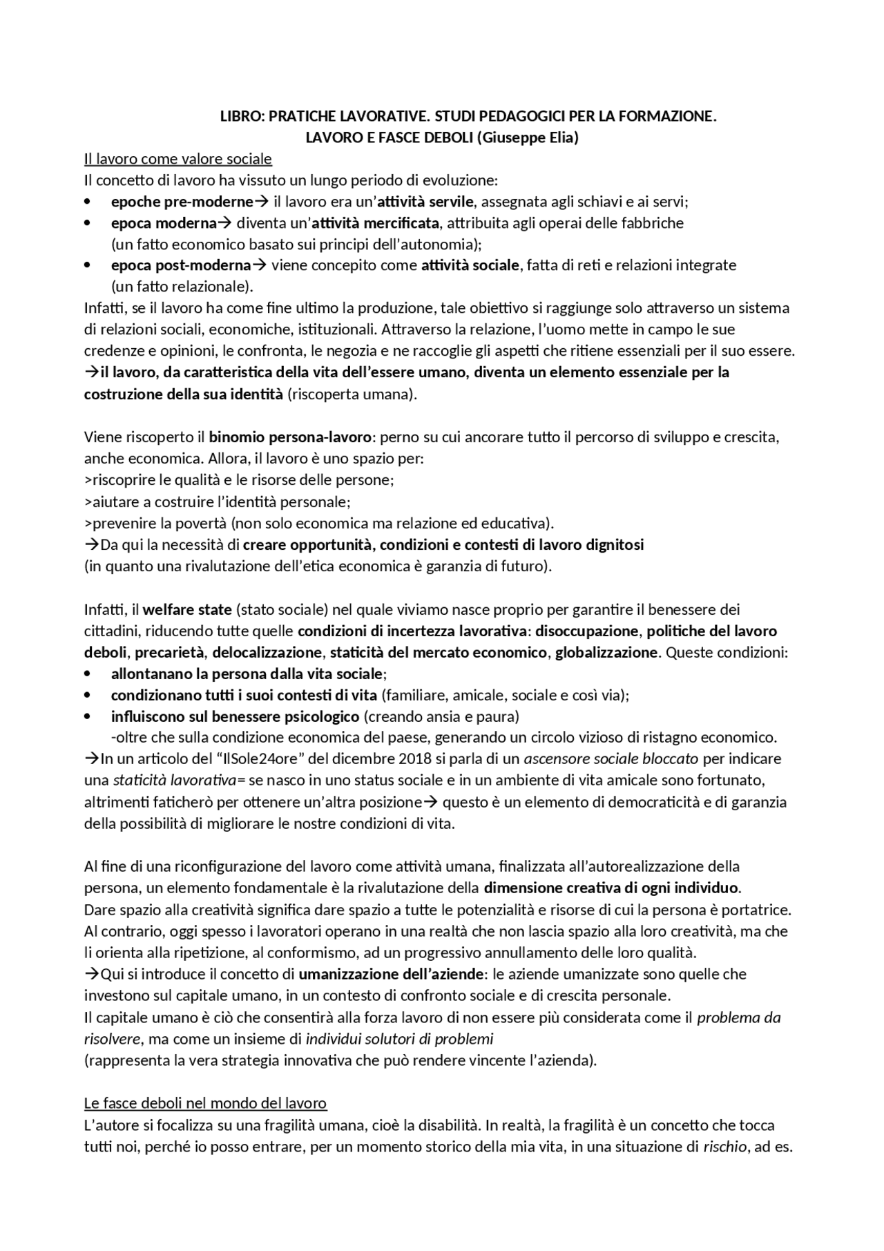 Riassunto Libro Pratiche Lavorative Docsity