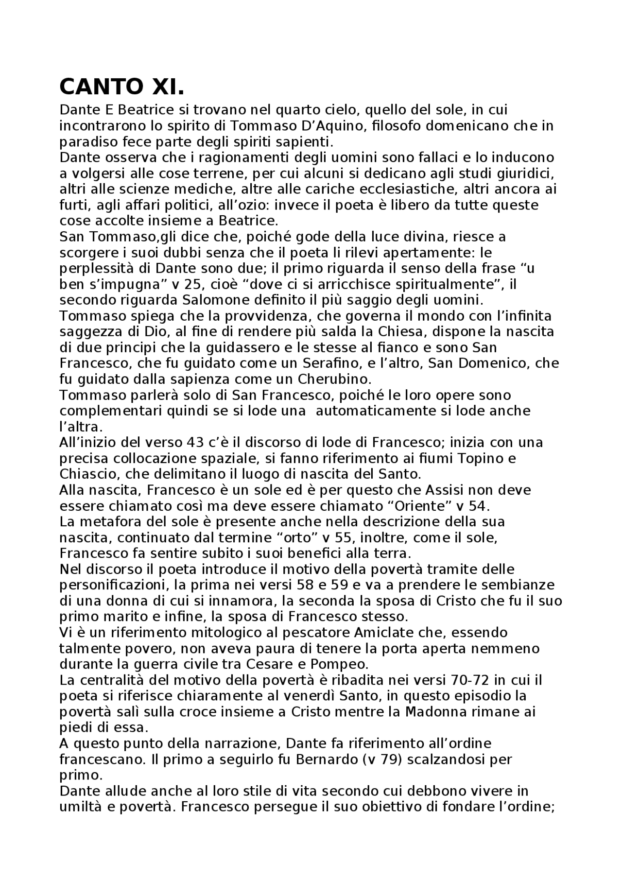 Canto Xi Paradiso Divina Commedia Docsity